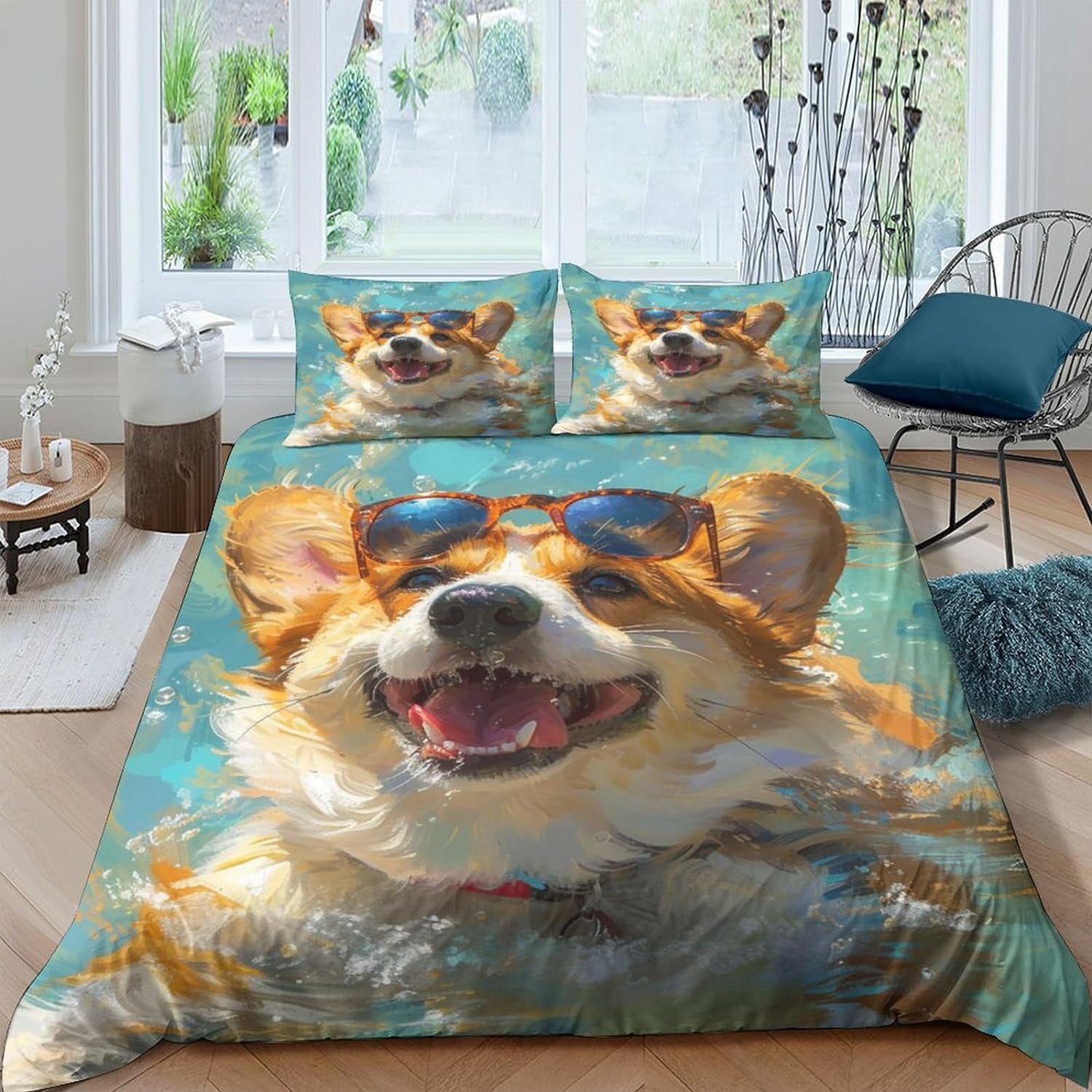 Corgi Summer Comforter Covers for Boys Girls 3D Printed Cartoon Animals ...
