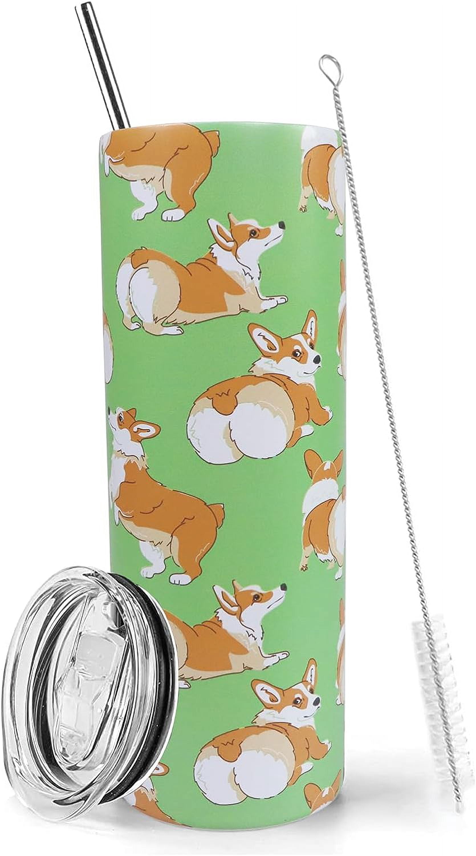 Corgi Tumbler With Lid and Straw 20oz Stainless Steel Corgi Dog Skinny ...
