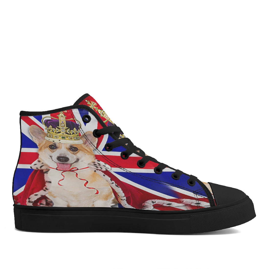 Corgi UK Platinum Jubilee Corgi Dog Pet Lovers High Top Canvas Shoes ...