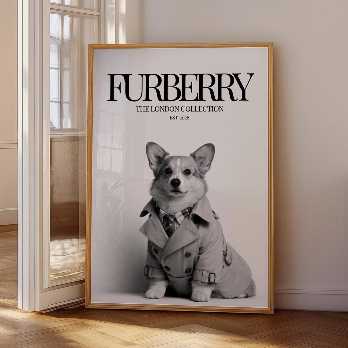 Corgi Wall Art Print Fashion Dog Poster Minimalist Black White Dog ...