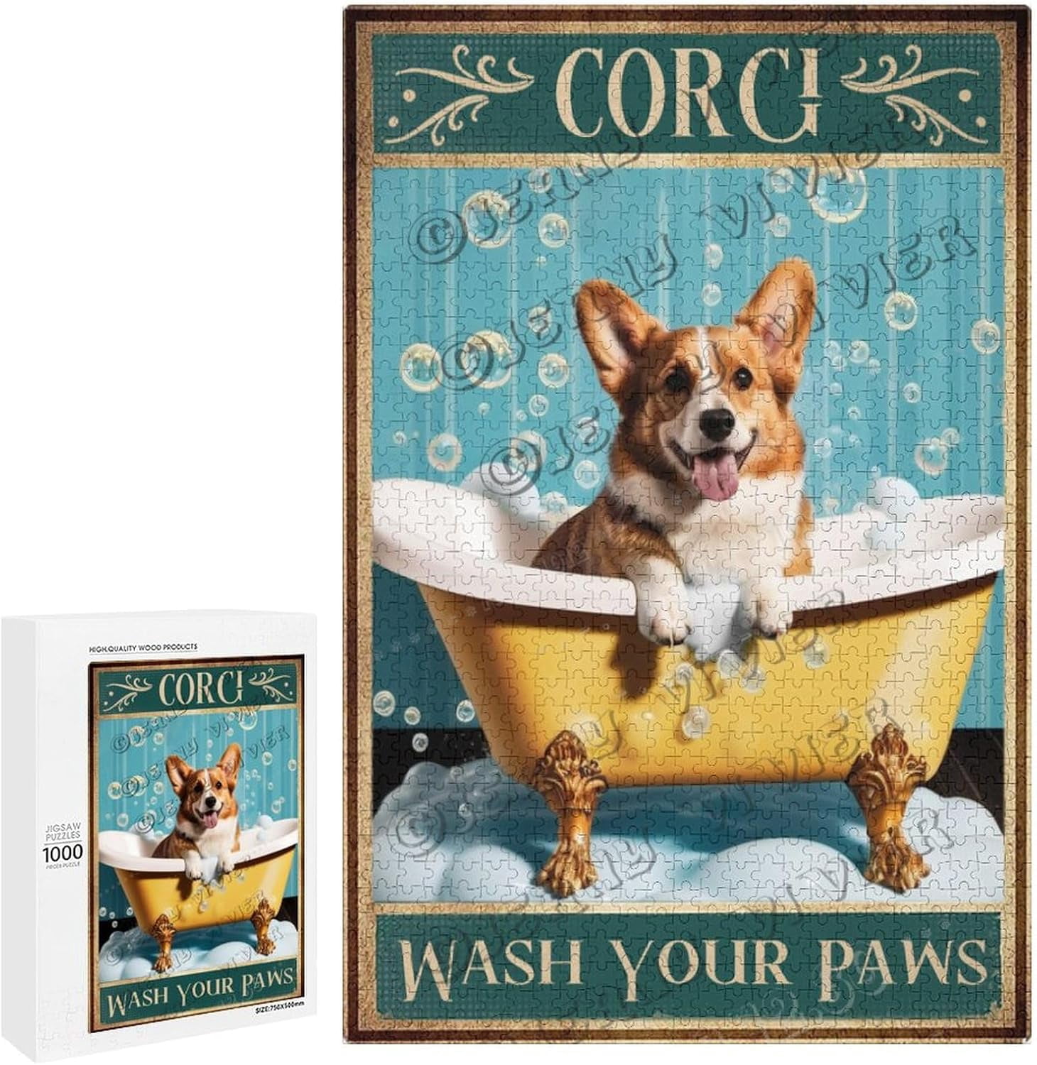 Corgi Wash Your Paws Puzzles for Adults 1000 Pieces, Fit Together ...