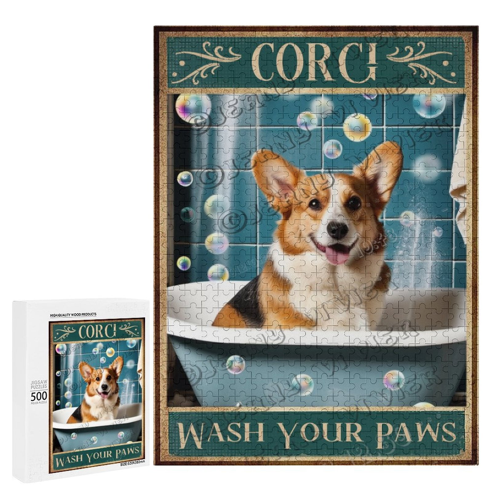 Corgi Wash Your Paws Puzzle 500 Pieces Corgi Dog Puzzle 500 Piece ...