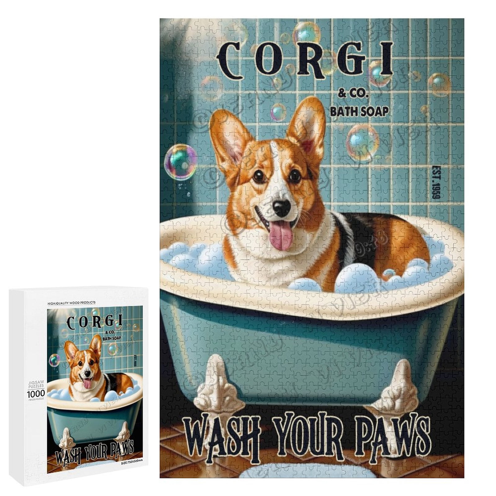 Corgi Wash Your Paws Rustic Wood Wall Sign Hanging Wood Sign Retro ...