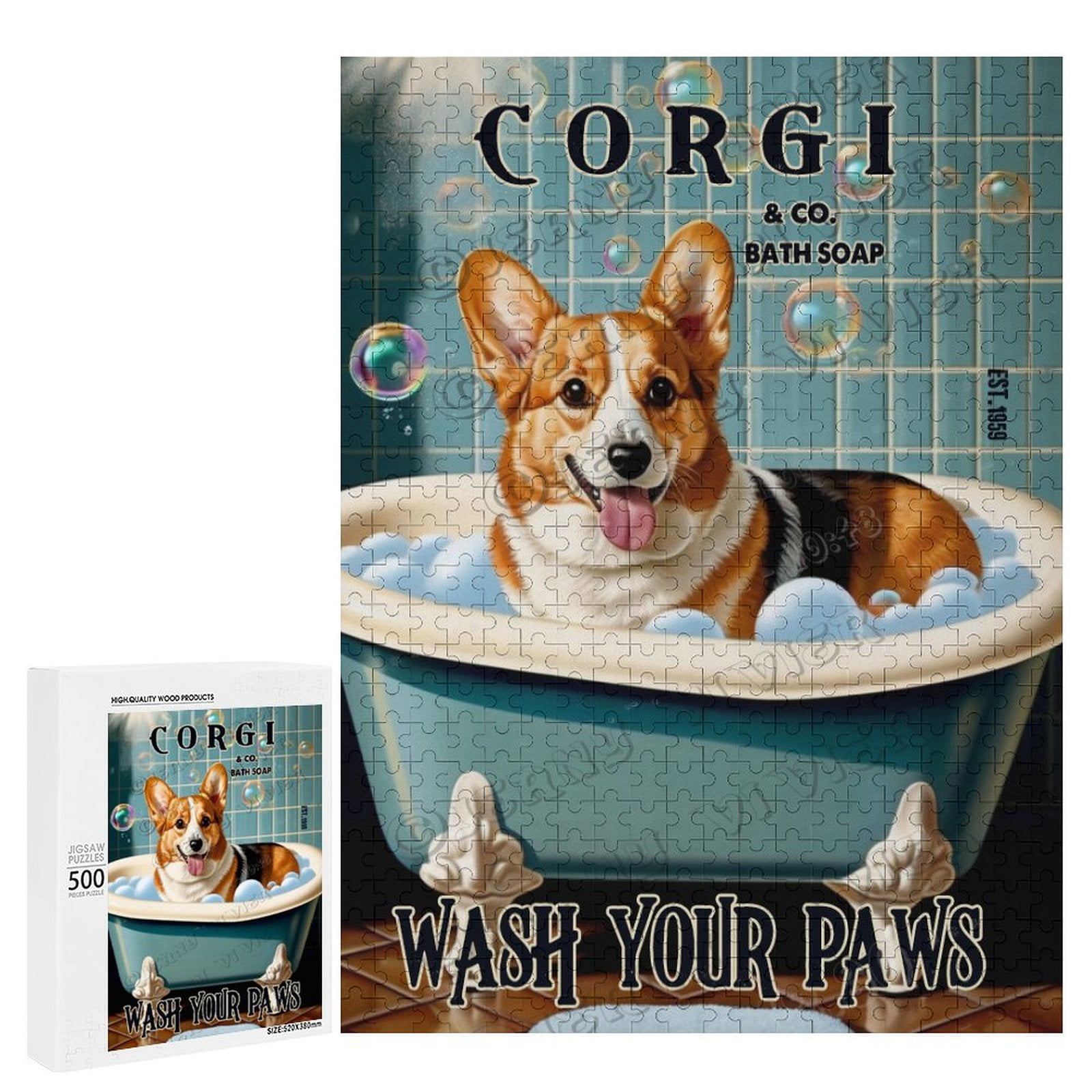 Corgi Wash Your Paws Rustic Wood Wall Sign Hanging Wood Sign Retro ...