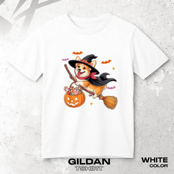 Corgi Witch On Broomstick Funny Halloween Dog Owner Costume Gift Unisex ...