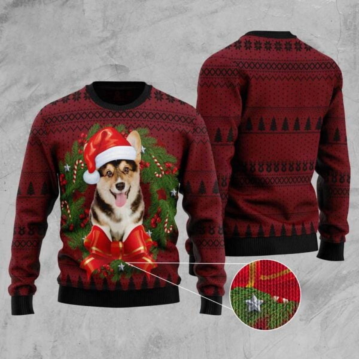 Corgi Wreath Christmas Sweater, Dog Christmas Sweater, Dog Sweaters ...