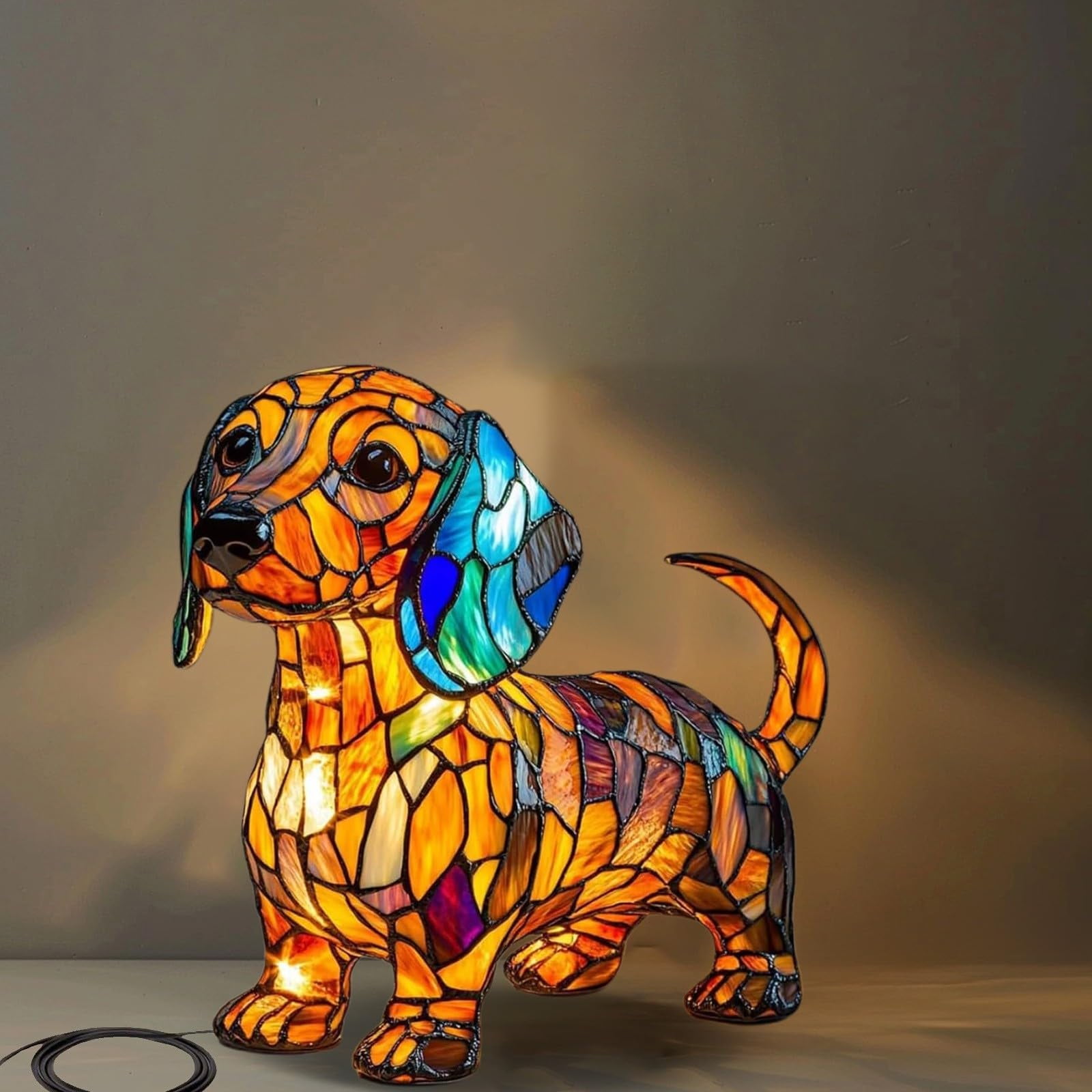 Corgi lamp and pug lamp, dyed resin French bulldog desktop night light ...