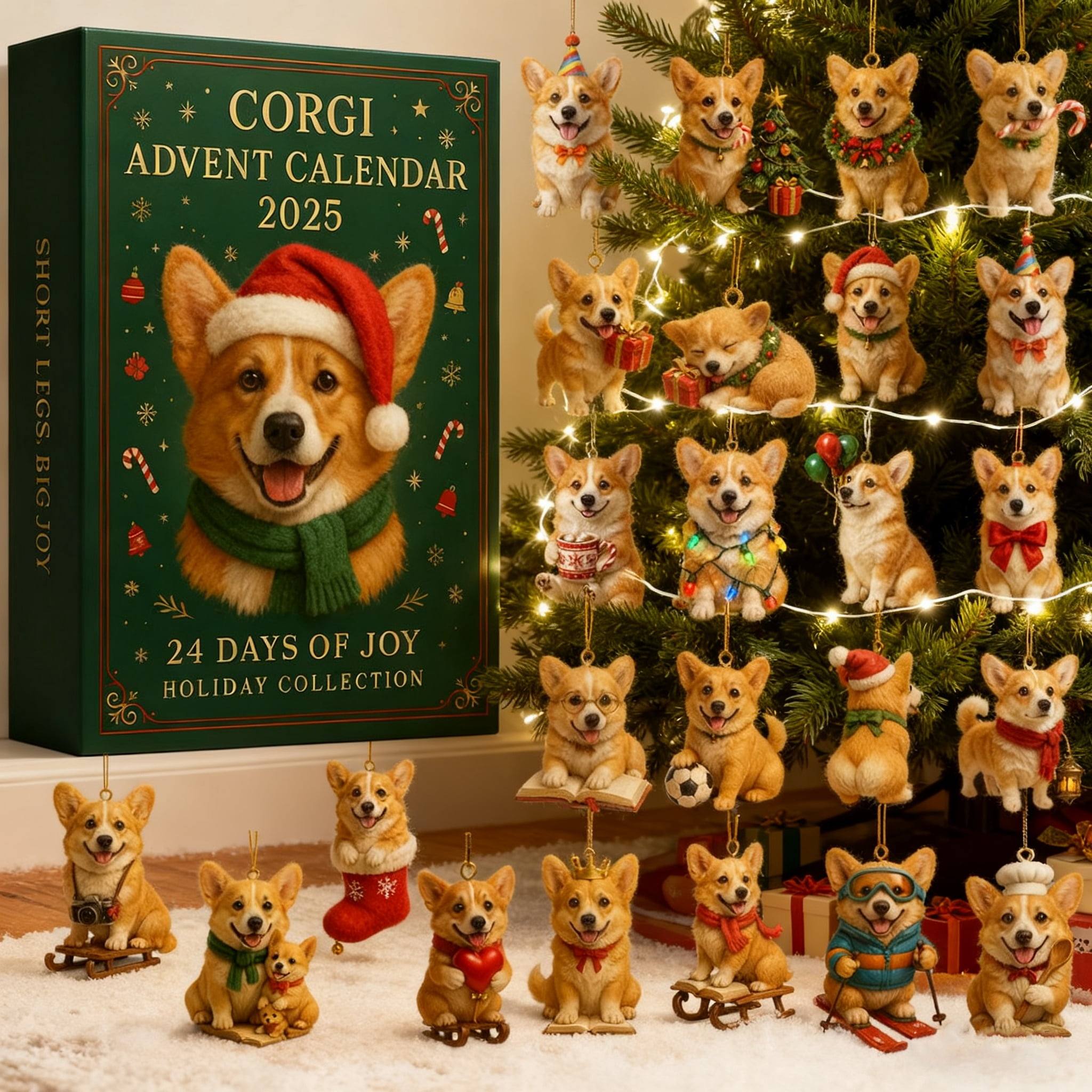 Corgis Advents Calendars 2025, Christmas Countdown Calendar with Cute ...