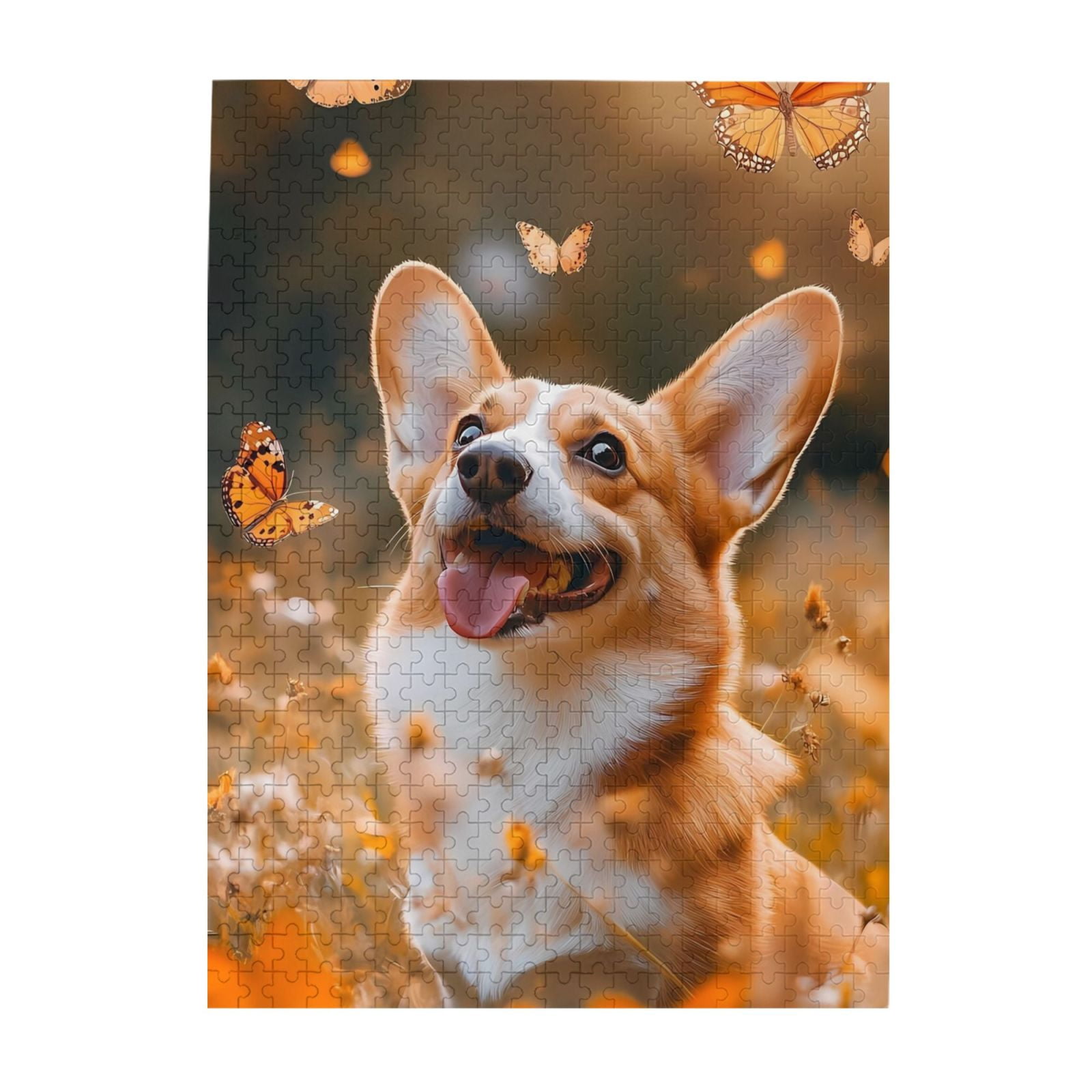 Corgis Butterflies Flowers 1000-Piece Wooden Jigsaw Puzzle for Adults ...