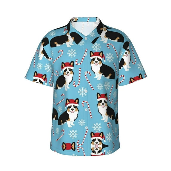 Corgis Christmas Hawaiian Shirts For Men, Summer Short-Sleeve Relaxed ...