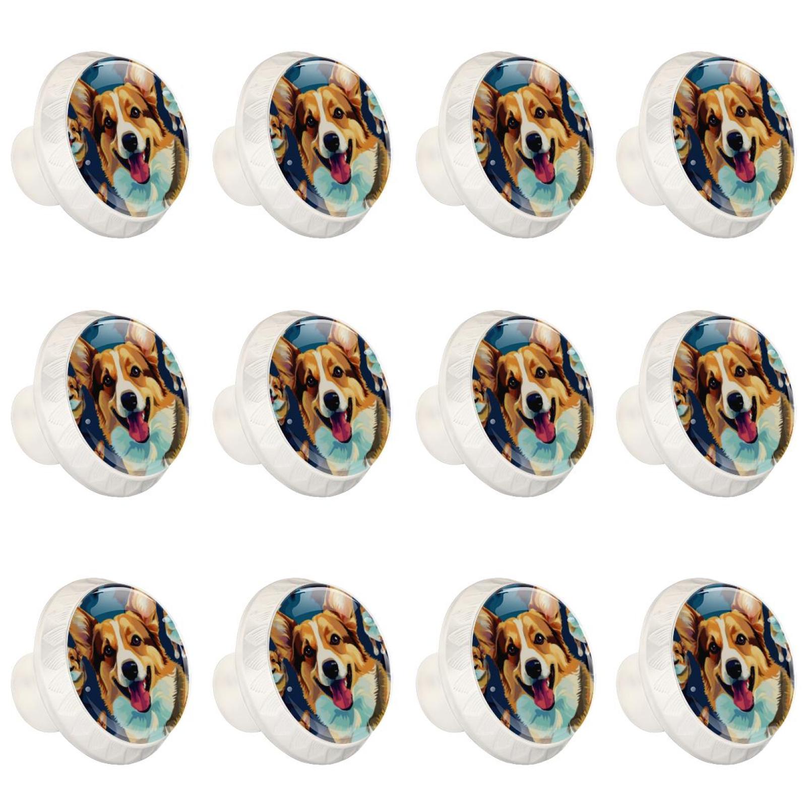 Corgis Pet Animals 12 Pcs White Round Drawer Pulls with Screws,ABS and ...