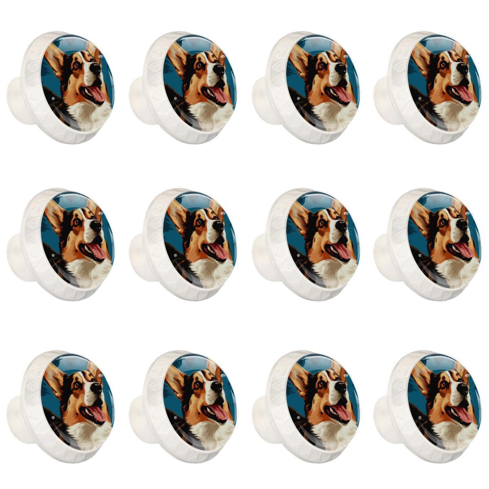 Corgis Pet Animals 12 Pcs White Round Drawer Pulls with Screws,ABS and ...