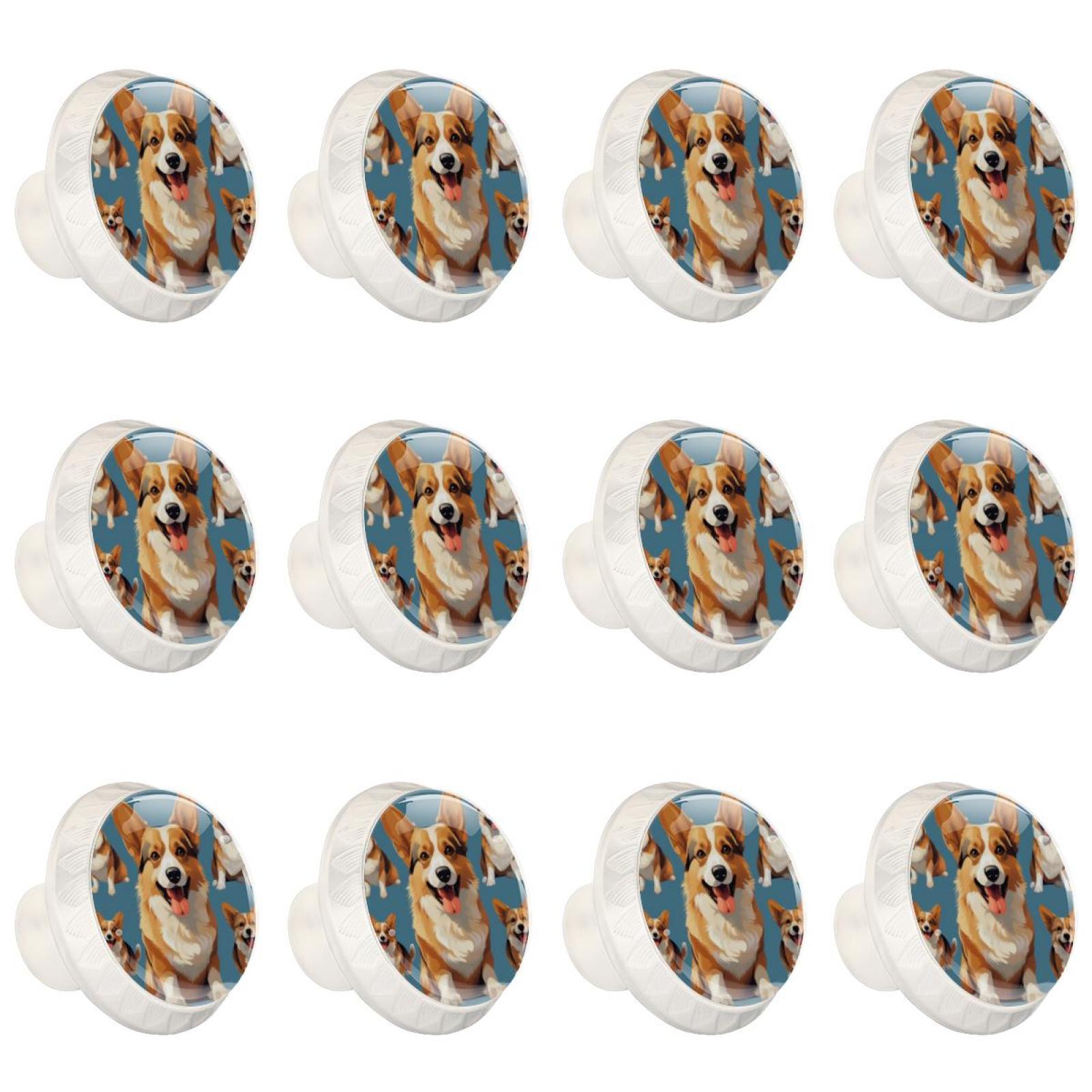 Corgis Pet Animals 12 Pcs White Round Drawer Pulls with Screws,ABS and ...