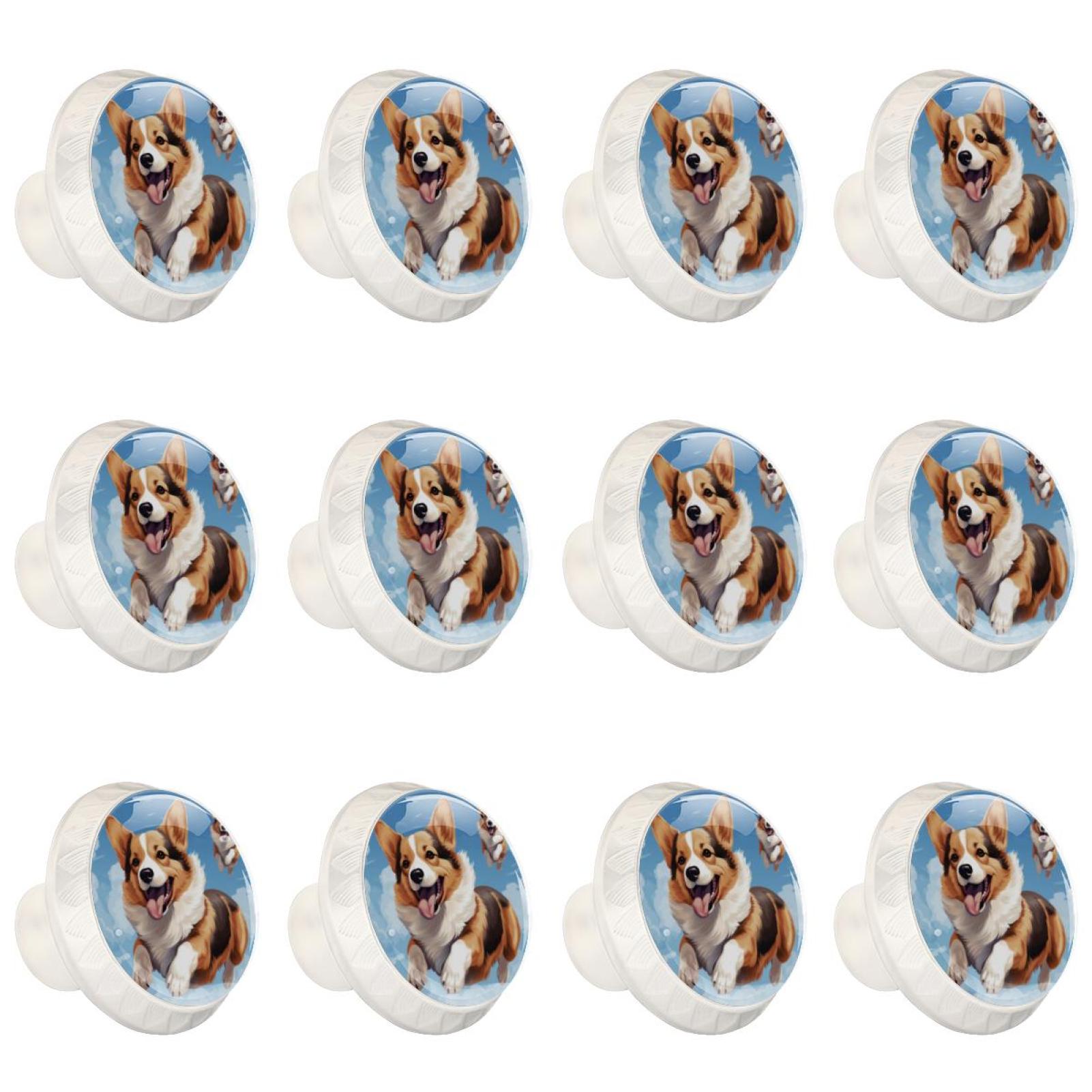 Corgis Pet Animals 12 Pcs White Round Drawer Pulls with Screws,ABS and ...
