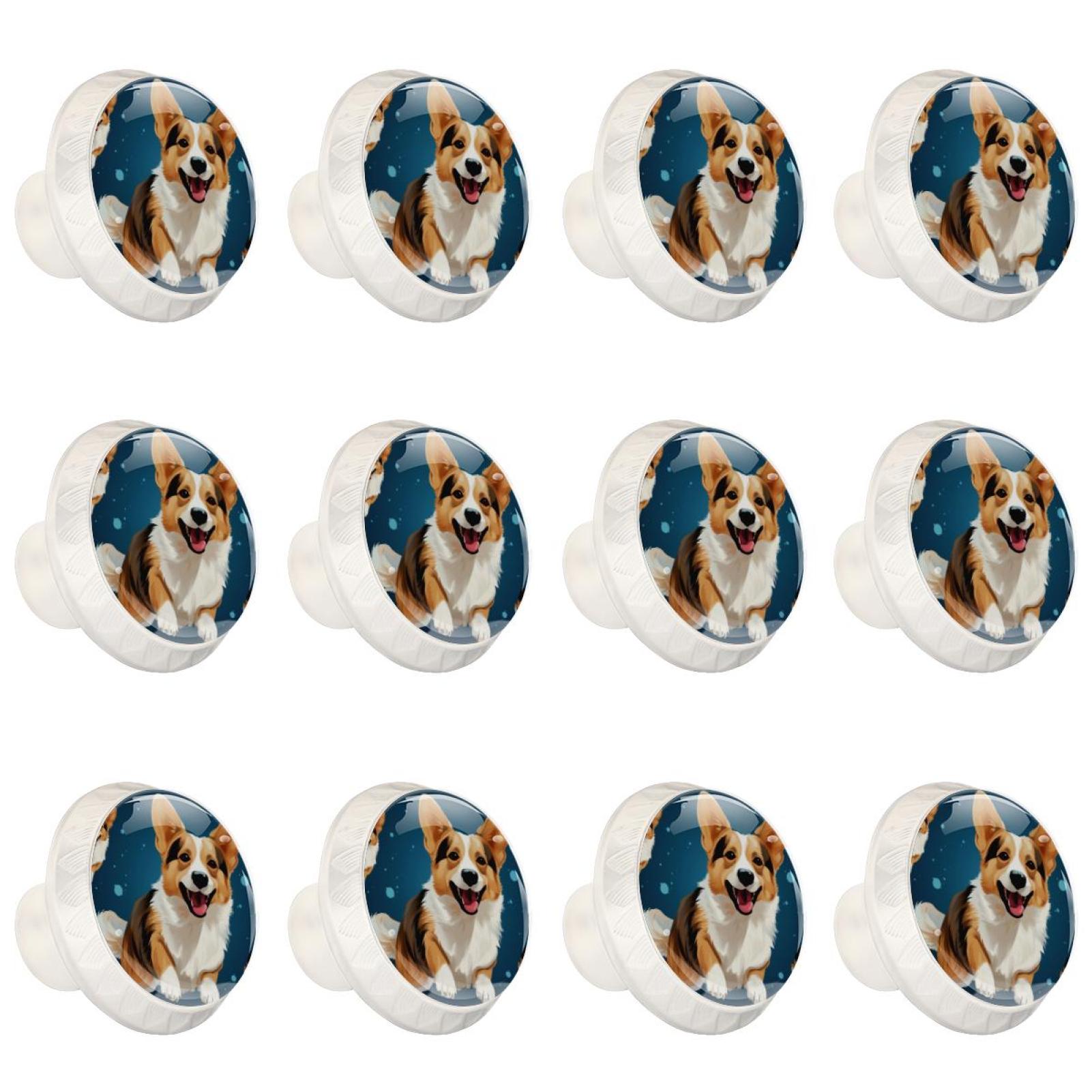 Corgis Pet Animals 12 Pcs White Round Drawer Pulls with Screws,ABS and ...