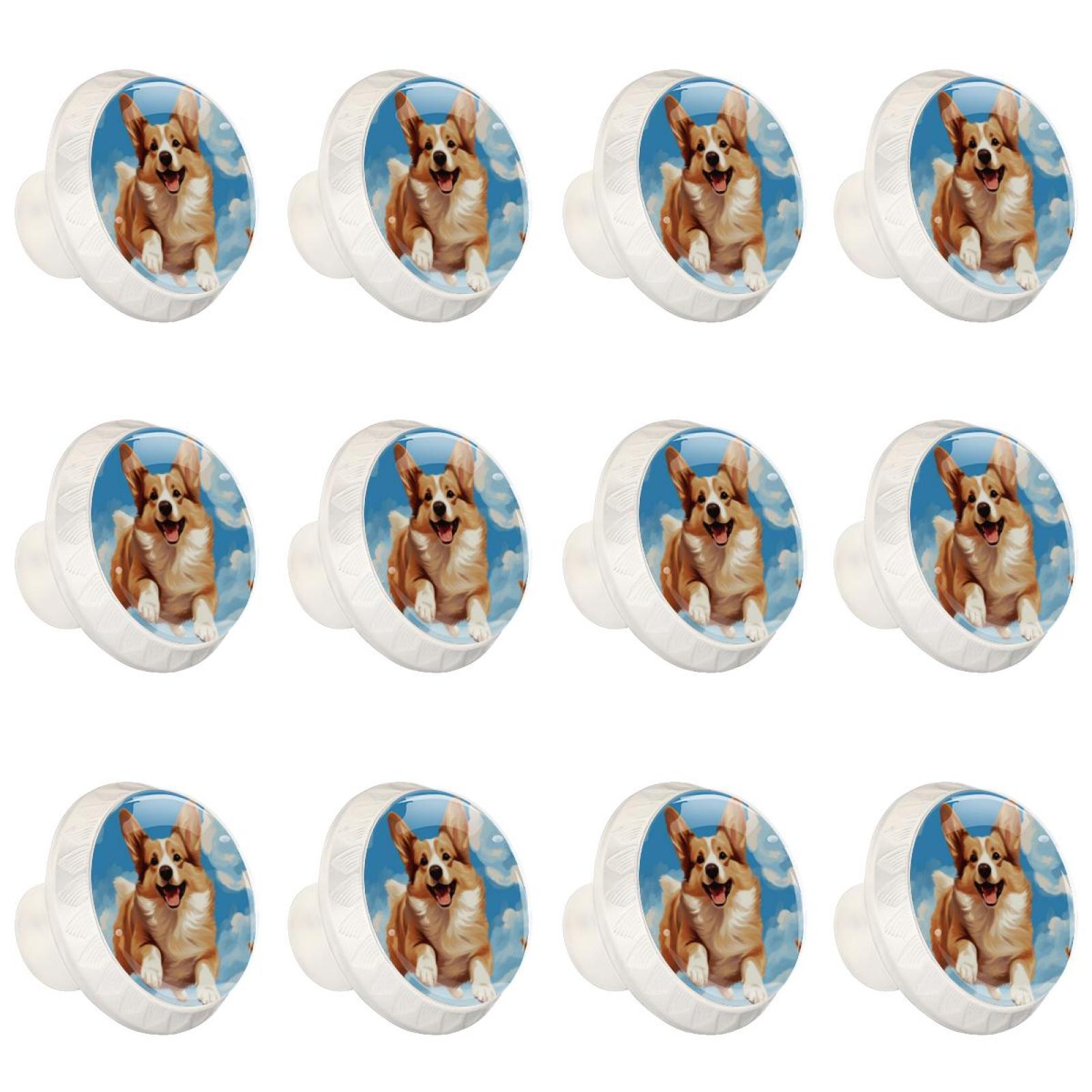 Corgis Pet Animals 12 Pcs White Round Drawer Pulls with Screws,ABS and ...