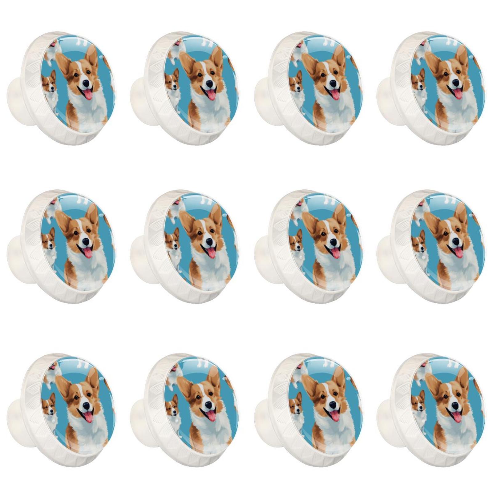 Corgis Pet Animals 12 Pcs White Round Drawer Pulls with Screws,ABS and ...