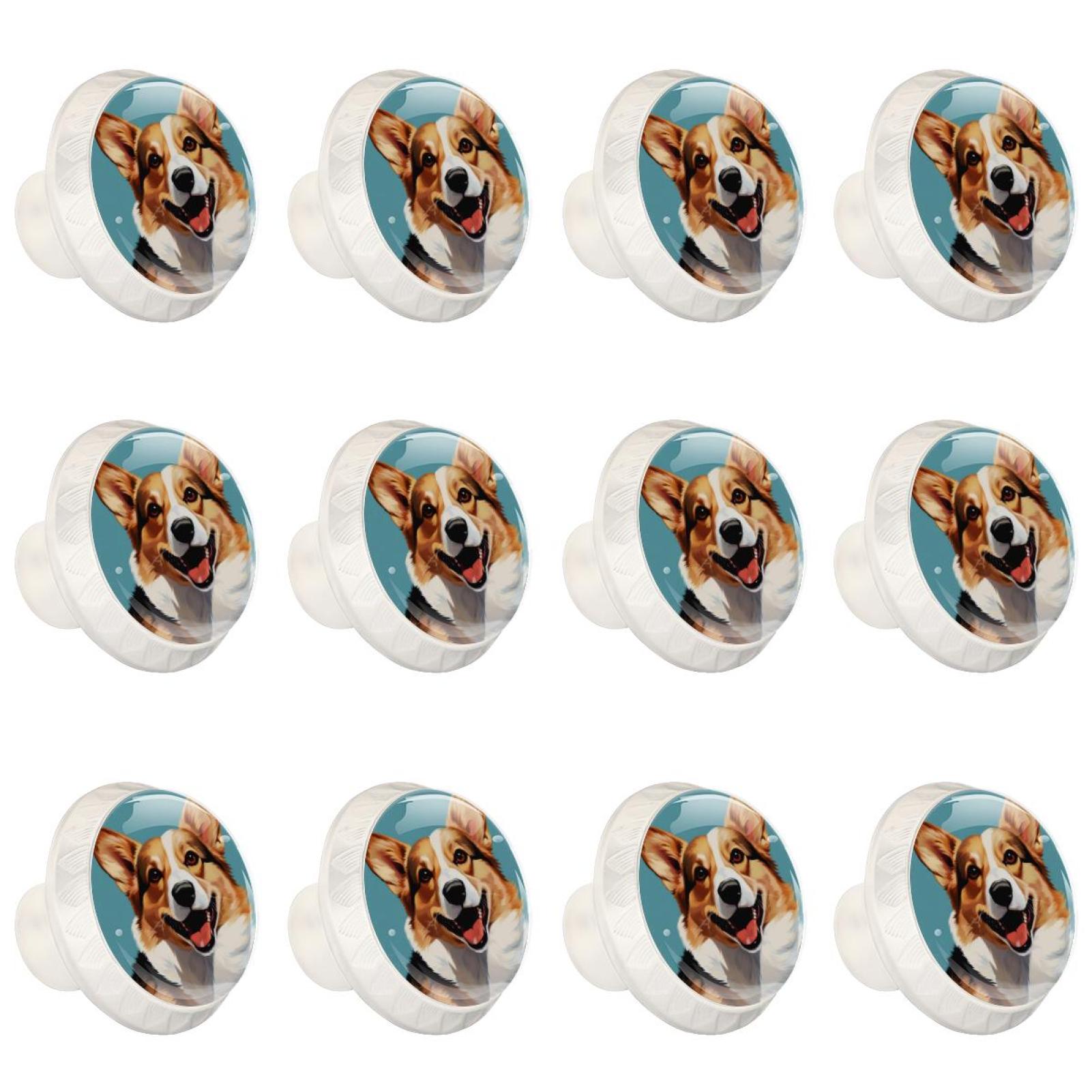 Corgis Pet Animals 12 Pcs White Round Drawer Pulls with Screws,ABS and ...