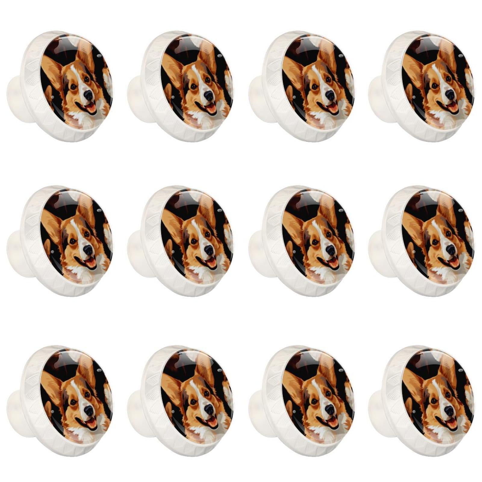 Corgis Pet Animals 12 Pcs White Round Drawer Pulls with Screws,ABS and ...