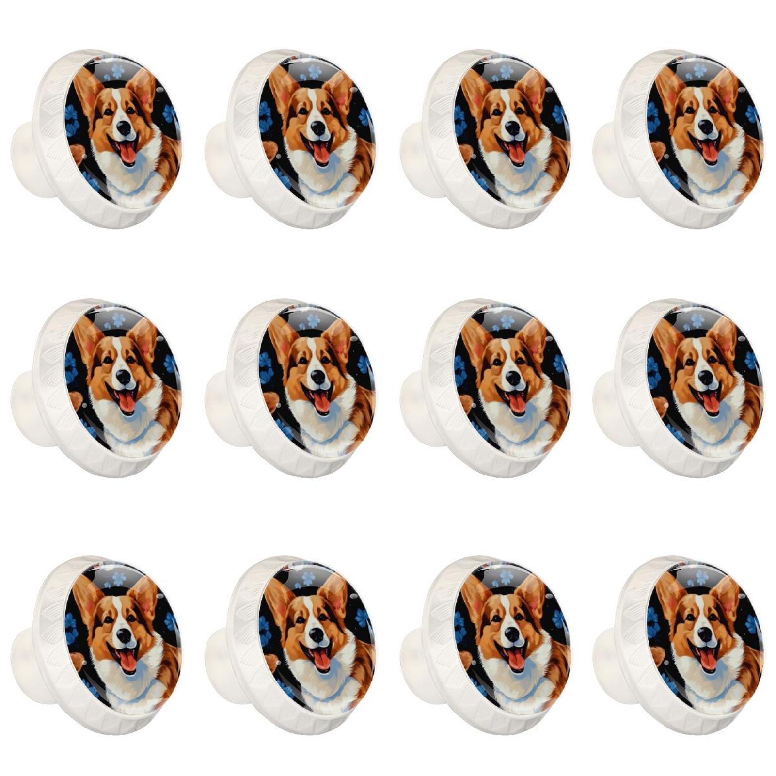 Corgis Pet Animals 12 Pcs White Round Drawer Pulls with Screws,ABS and ...