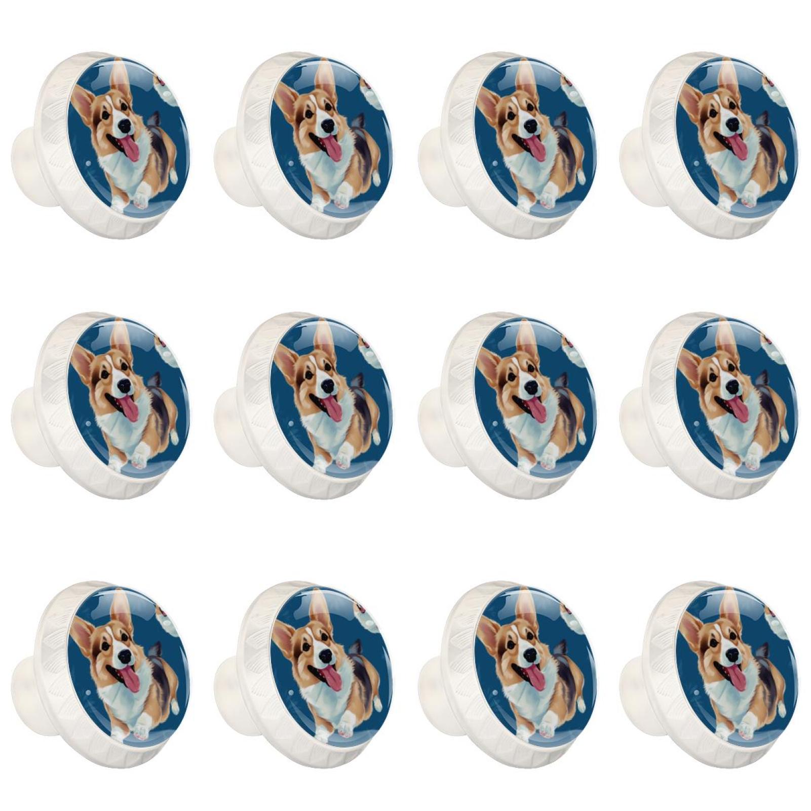 Corgis Pet Animals 12 Pcs White Round Drawer Pulls with Screws,ABS and ...