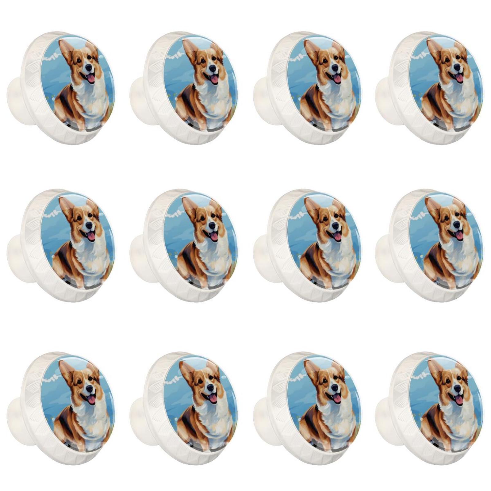 Corgis Pet Animals 12 Pcs White Round Drawer Pulls with Screws,ABS and ...