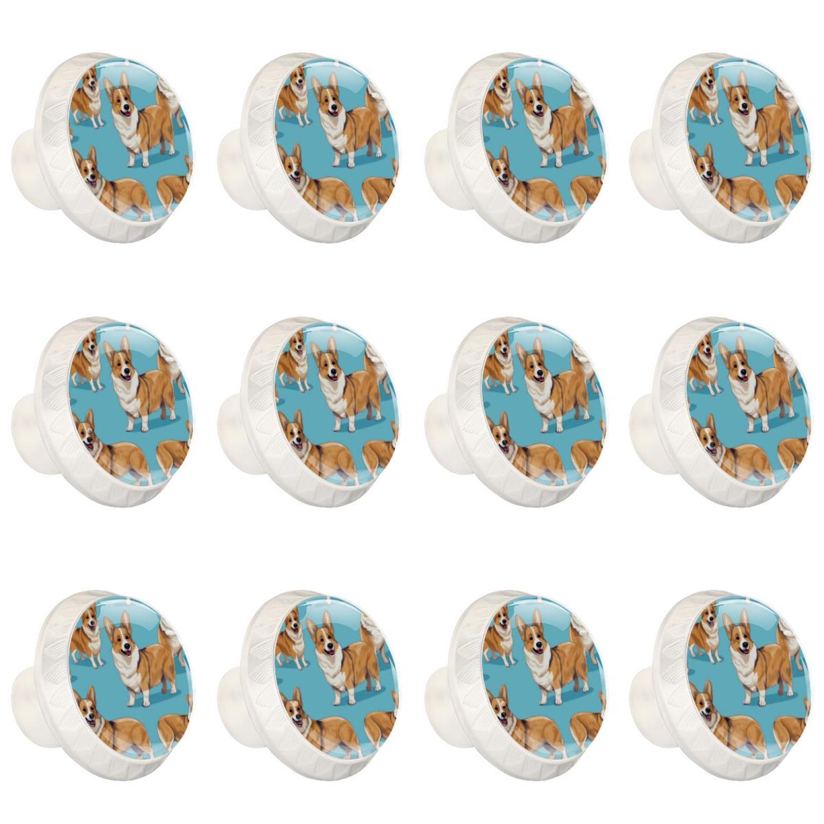 Corgis Pet Animals 12 Pcs White Round Drawer Pulls with Screws,ABS and ...