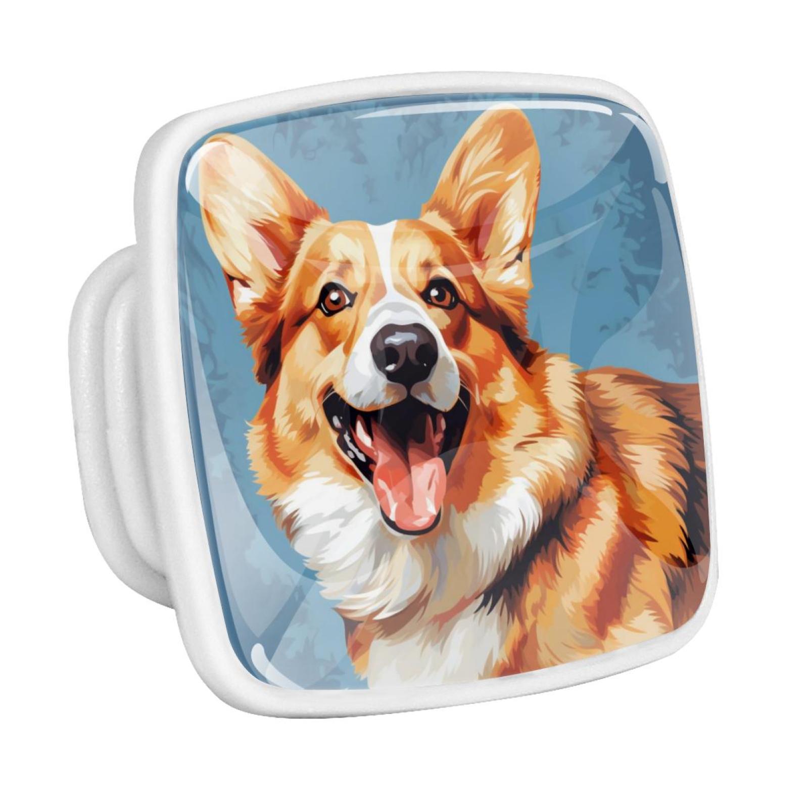 Corgis Pet Animals Fluorescent Drawer Pulls with Screws Square 4-Pack ...