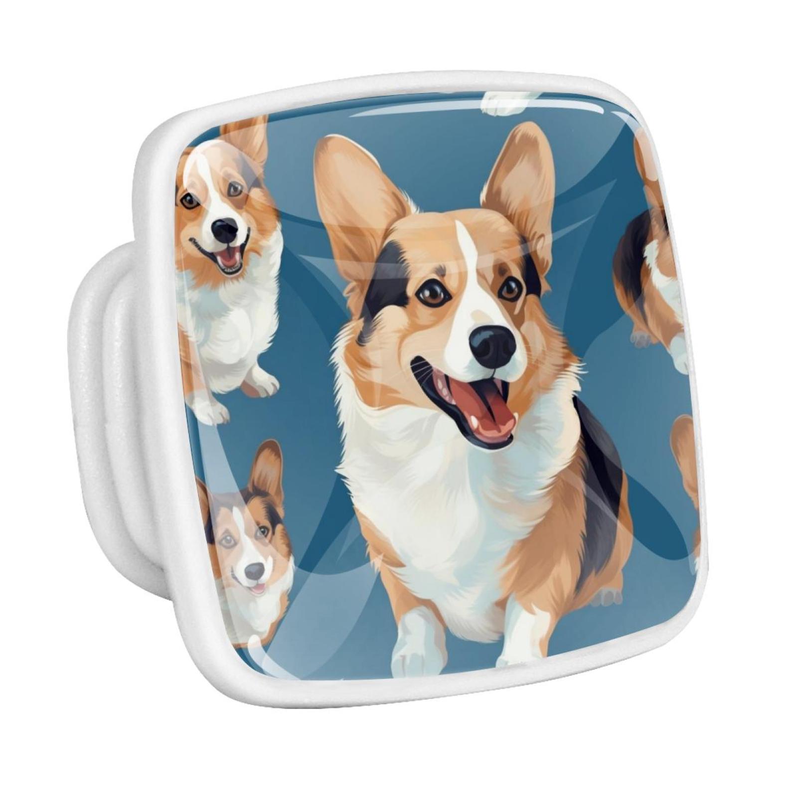 Corgis Pet Animals Fluorescent Drawer Pulls with Screws Square 4-Pack ...