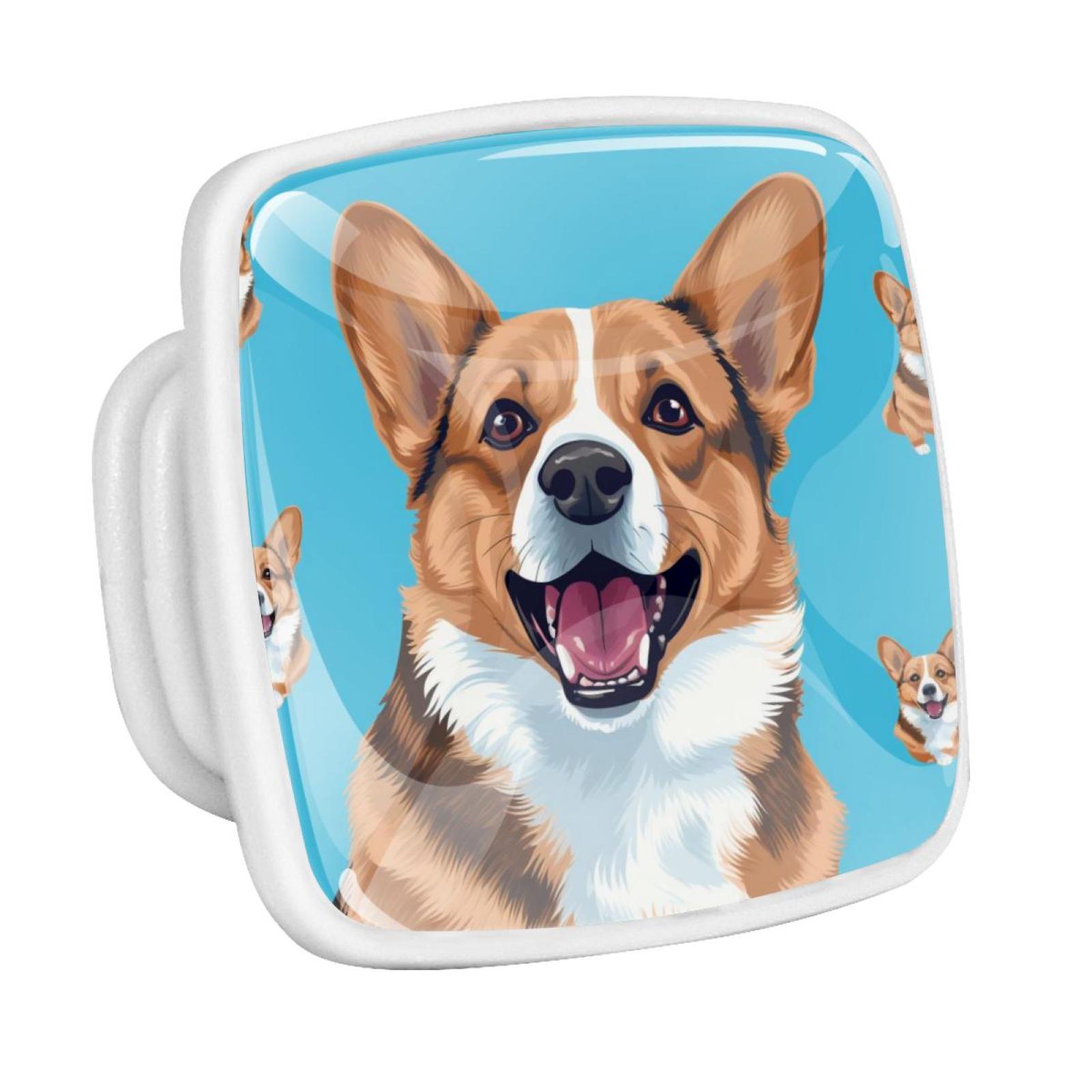 Corgis Pet Animals Fluorescent Drawer Pulls with Screws Square 4-Pack ...