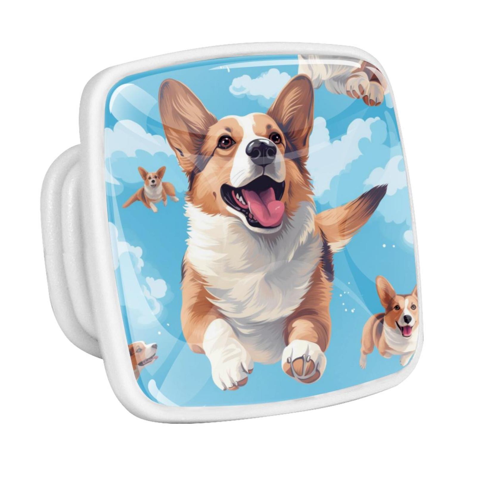 Corgis Pet Animals Fluorescent Drawer Pulls with Screws Square 4-Pack ...