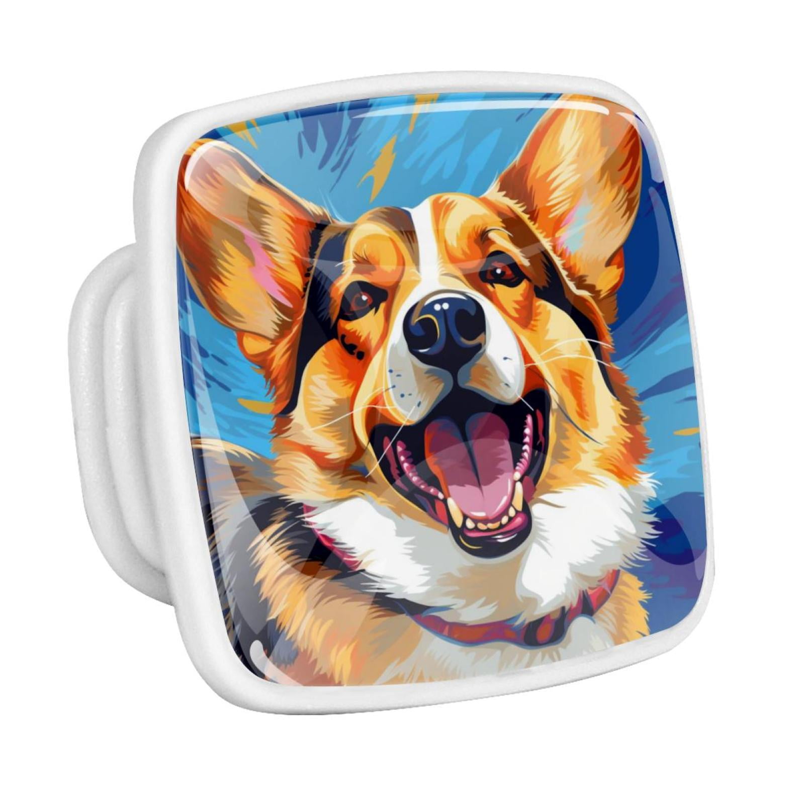 Corgis Pet Animals Fluorescent Drawer Pulls with Screws Square 4-Pack ...