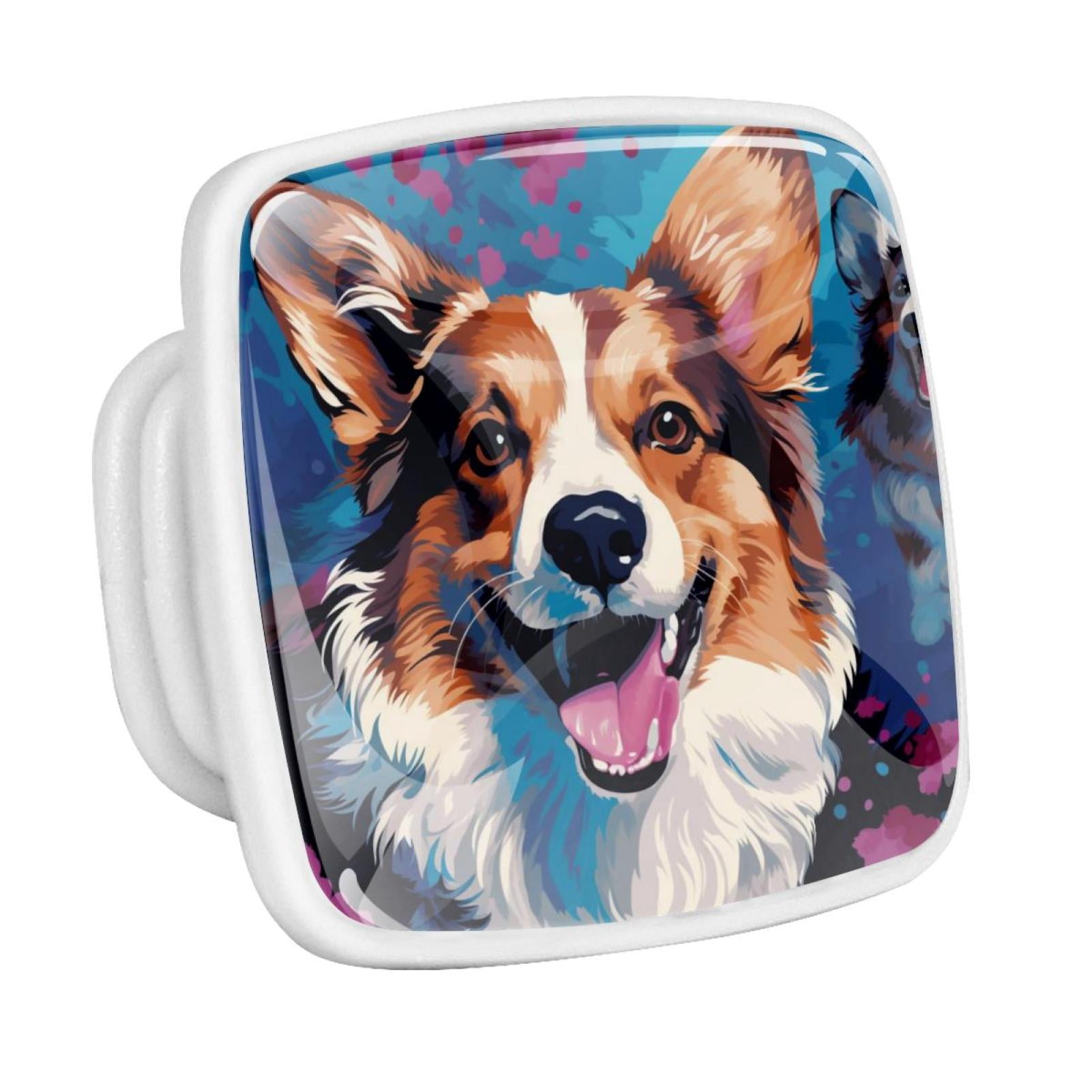 Corgis Pet Animals Fluorescent Drawer Pulls with Screws Square 4-Pack ...