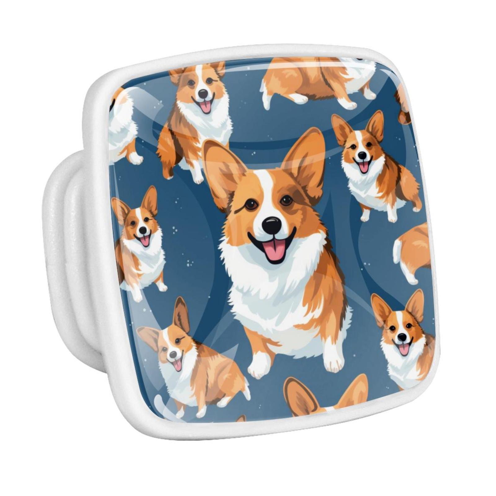 Corgis Pet Animals Fluorescent Drawer Pulls with Screws Square 4-Pack ...