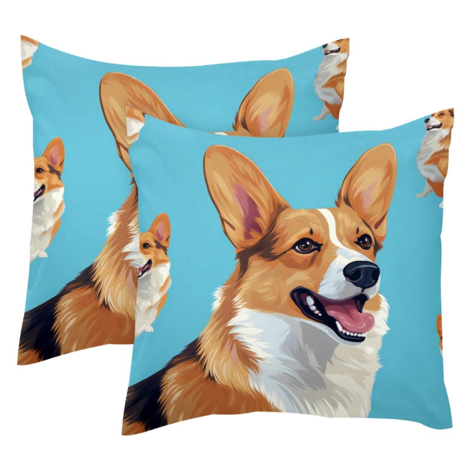 Corgis Pet Animals Luxurious Velvet Throw Pillow Inserts 2PCS Chair ...