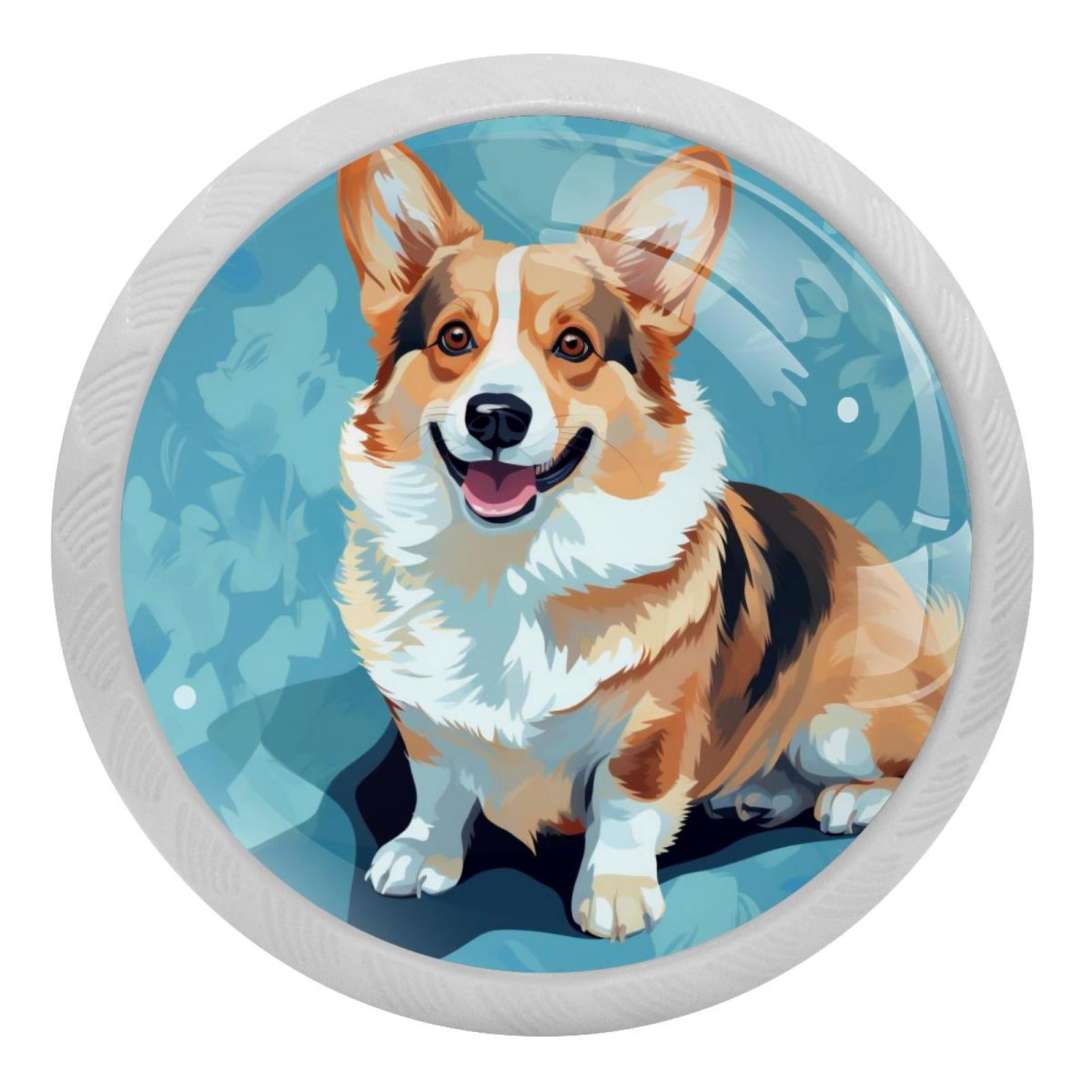 Corgis Pet Animals Pattern 4PCS Cabinet Knobs Pulls Fluorescent Drawer ...