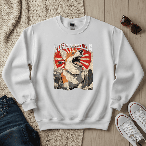 Corgizilla Funny Japanese Vintage Monster Parody Gift Sweatshirt, for ...