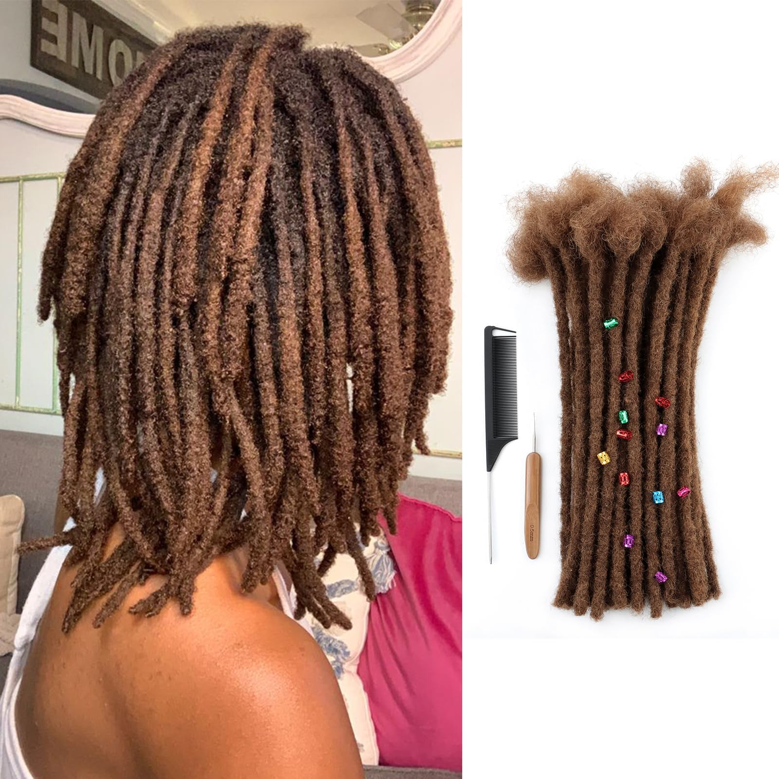 Coriario 30# Dreadlock Extensions Human Hair Loc 8 Inch 60 Strands 0 ...