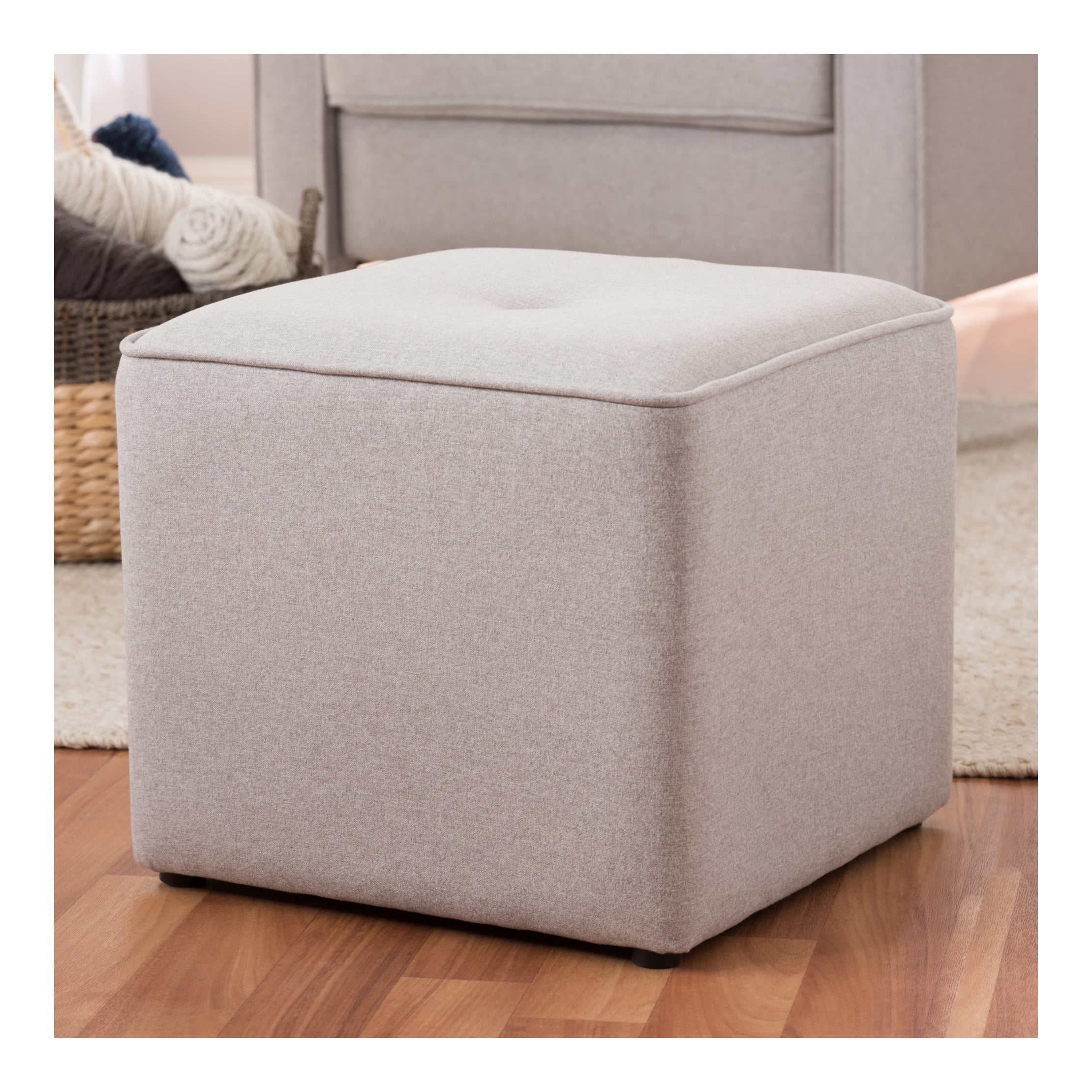 Corinne Modern and Contemporary Ottoman: No Assembly, Solid Wood Frame ...