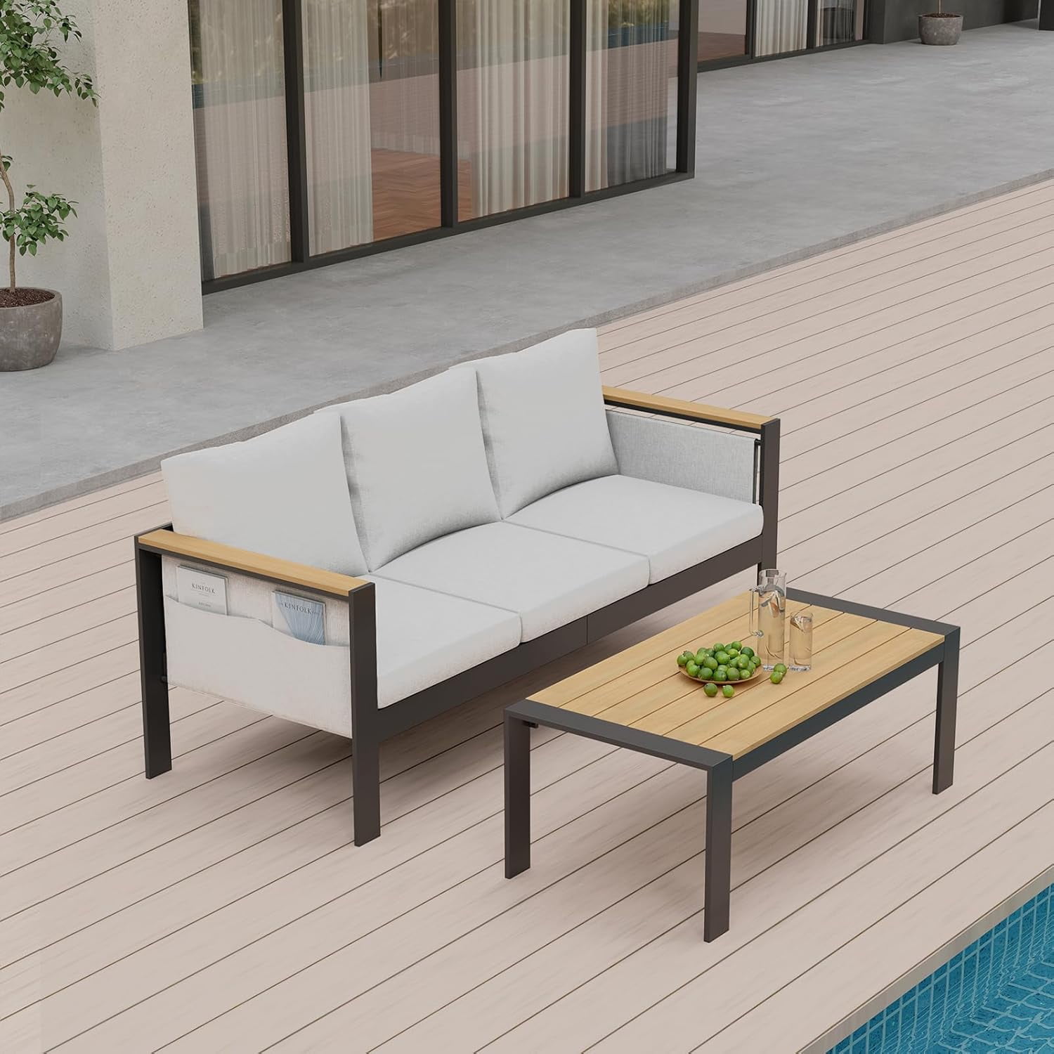 Corinth Series 2-Piece Aluminum Patio Conversation Set - 1 Ergonomic ...