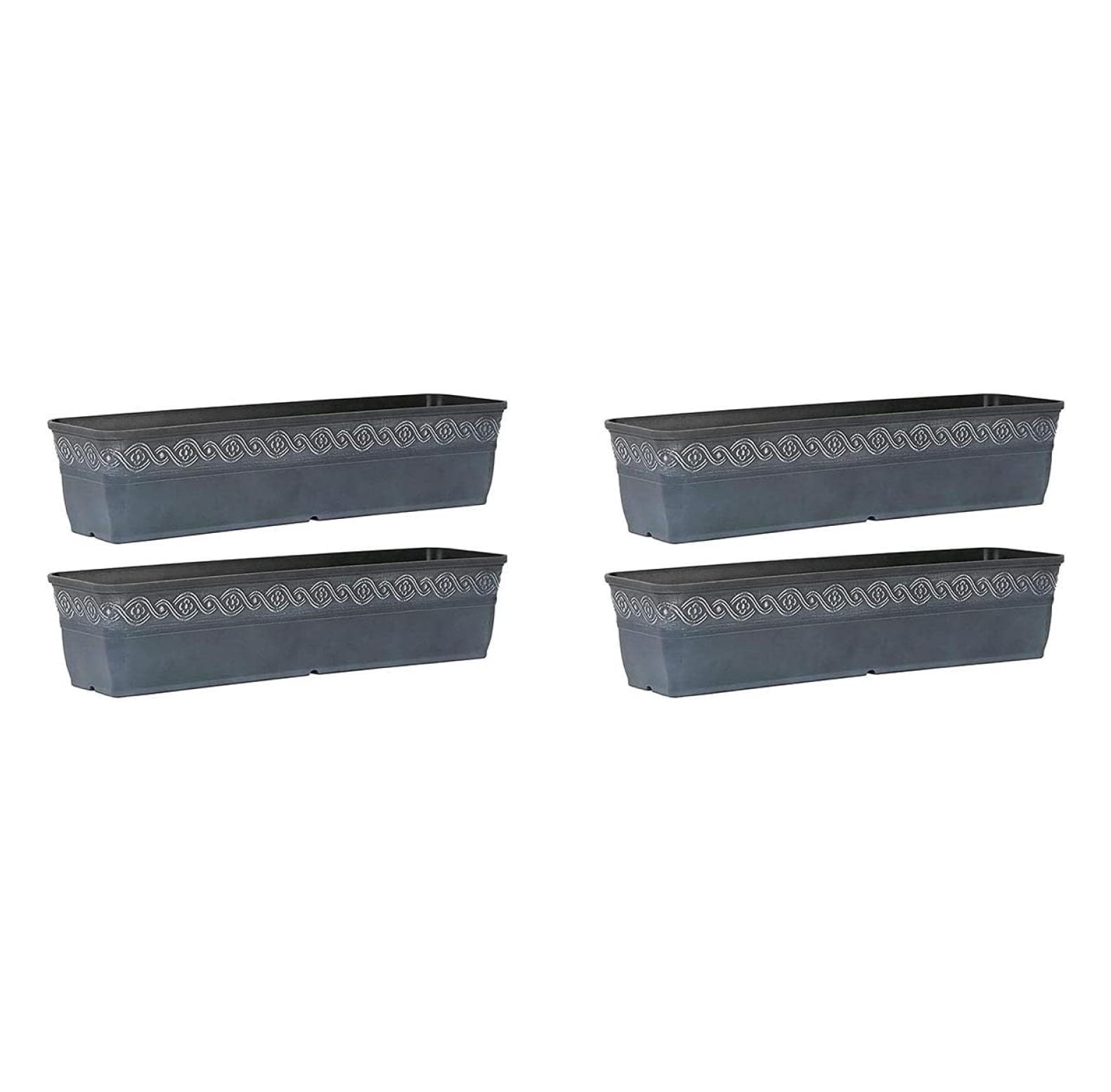 Corinthian Resin Flower Pot Rectangle Planter, Storm Blue, 18", 4 Pack ...