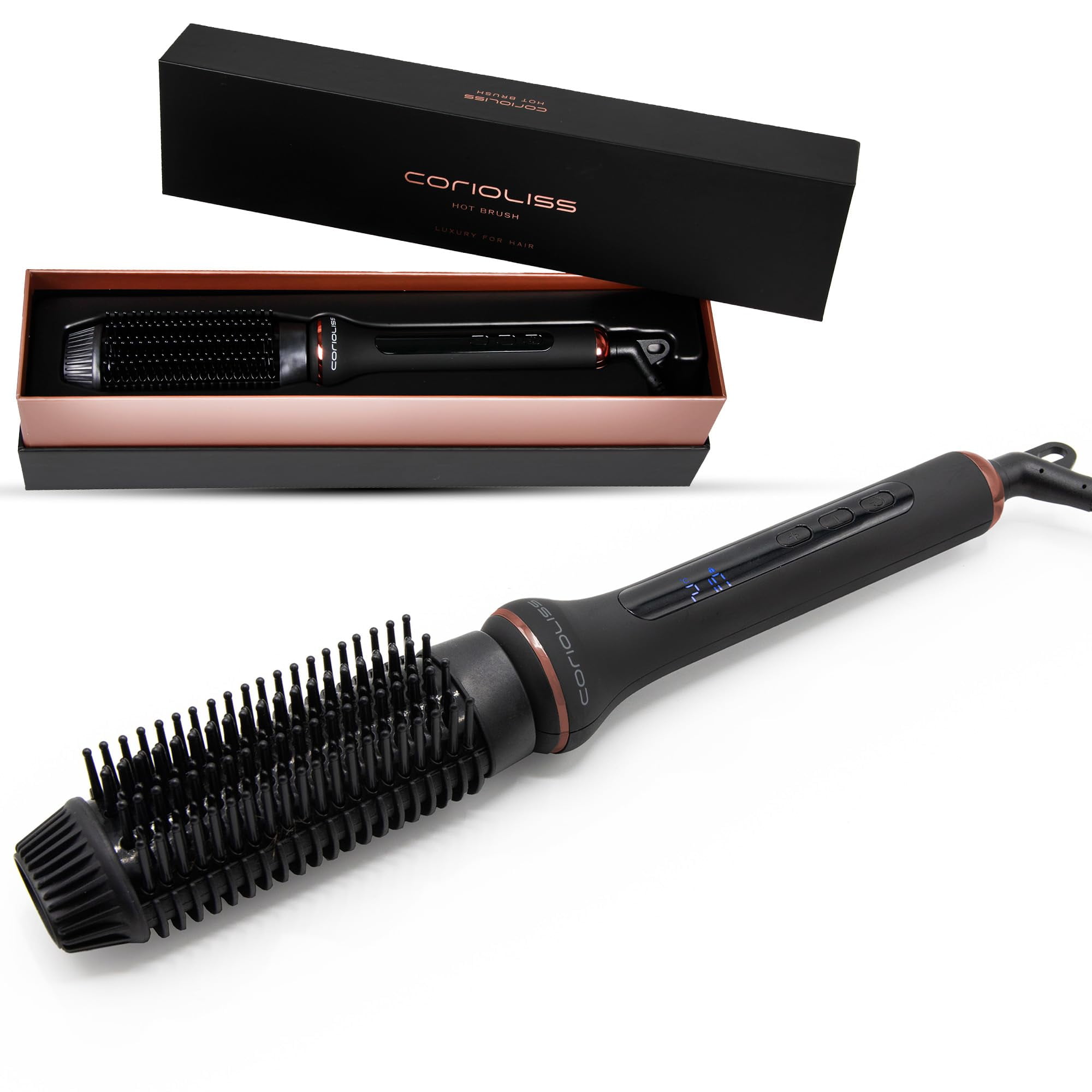 Corioliss Electric Hair Straightening Brush Hot Brush Antifrizz Temperature Control 80º to 210º ...