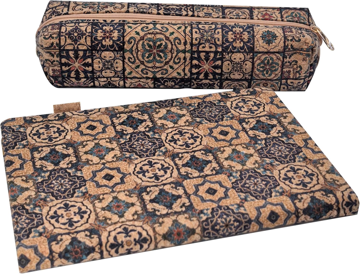 Cork A5 Notebook and Pencil Pouch Set Blank Journal Moroccan Tile ...