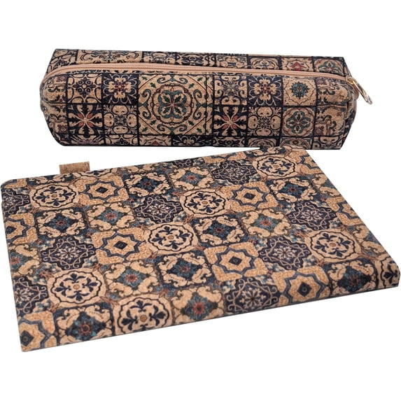 Cork A5 Notebook and Pencil Pouch Set Blank Journal Moroccan Tile ...