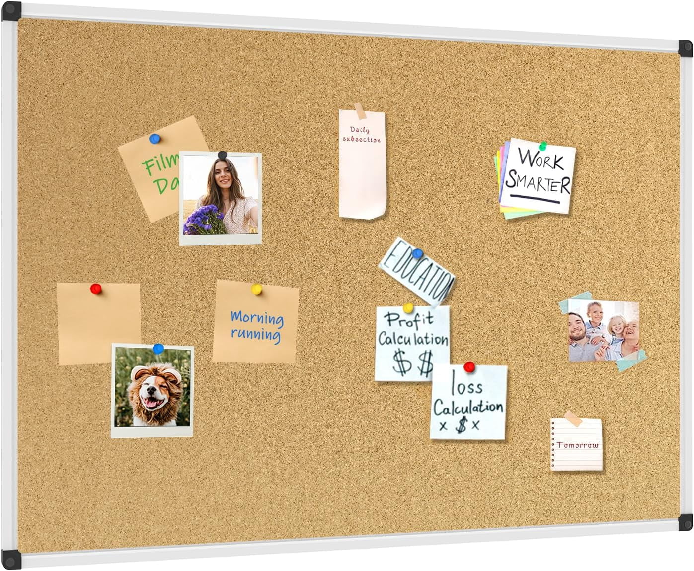 Cork Board 36 x 24, Notice Cork Bulletin Board, Corkboard with Aluminum ...