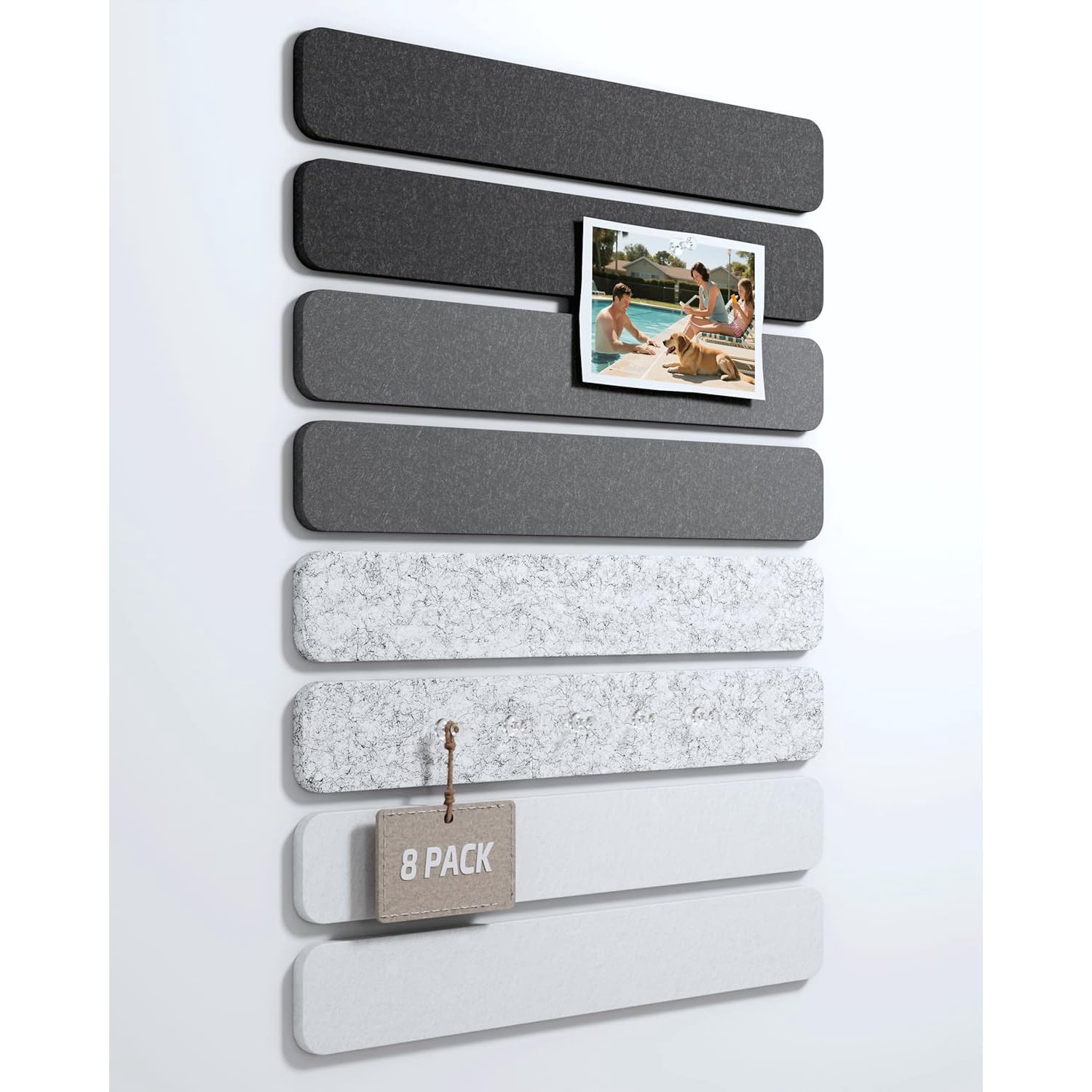 Cork Board Alternative Felt Strip Board 8-Pack 13"x2", Office Pin Board ...