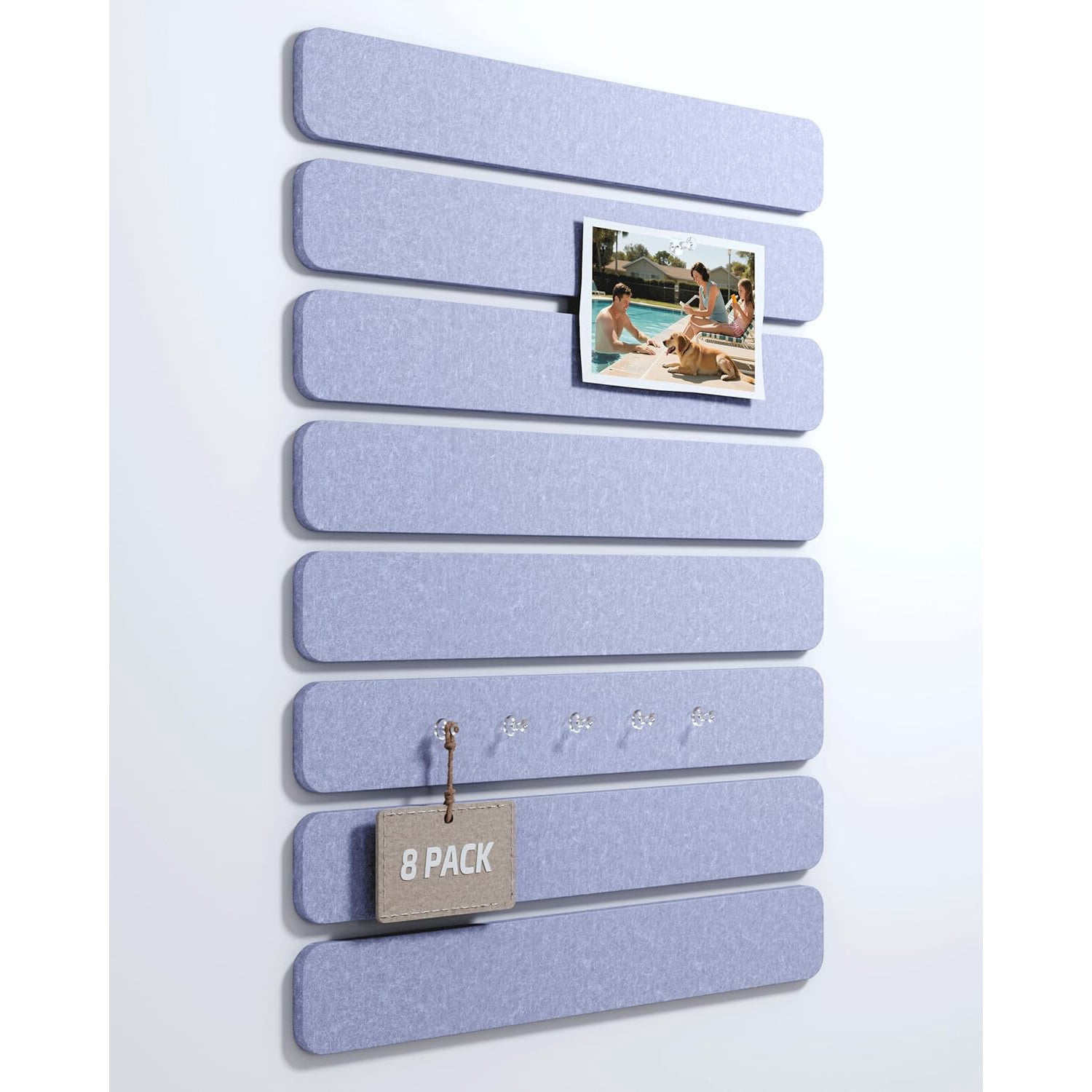 Cork Board Alternative Felt Strip Board 8-Pack 13"x2", Office Pin Board with 50 Push Pins ...