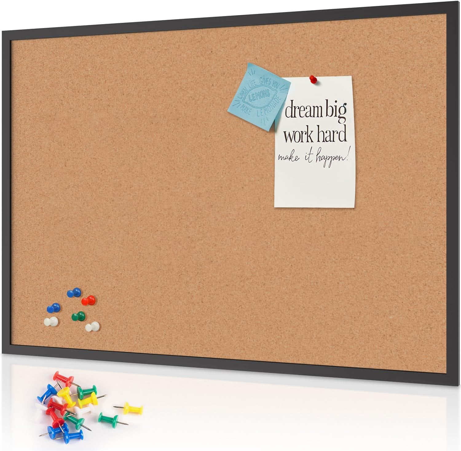 Cork Board Bulletin Board 48 x 36, Black Wood Framed 4x3 Corkboard ...