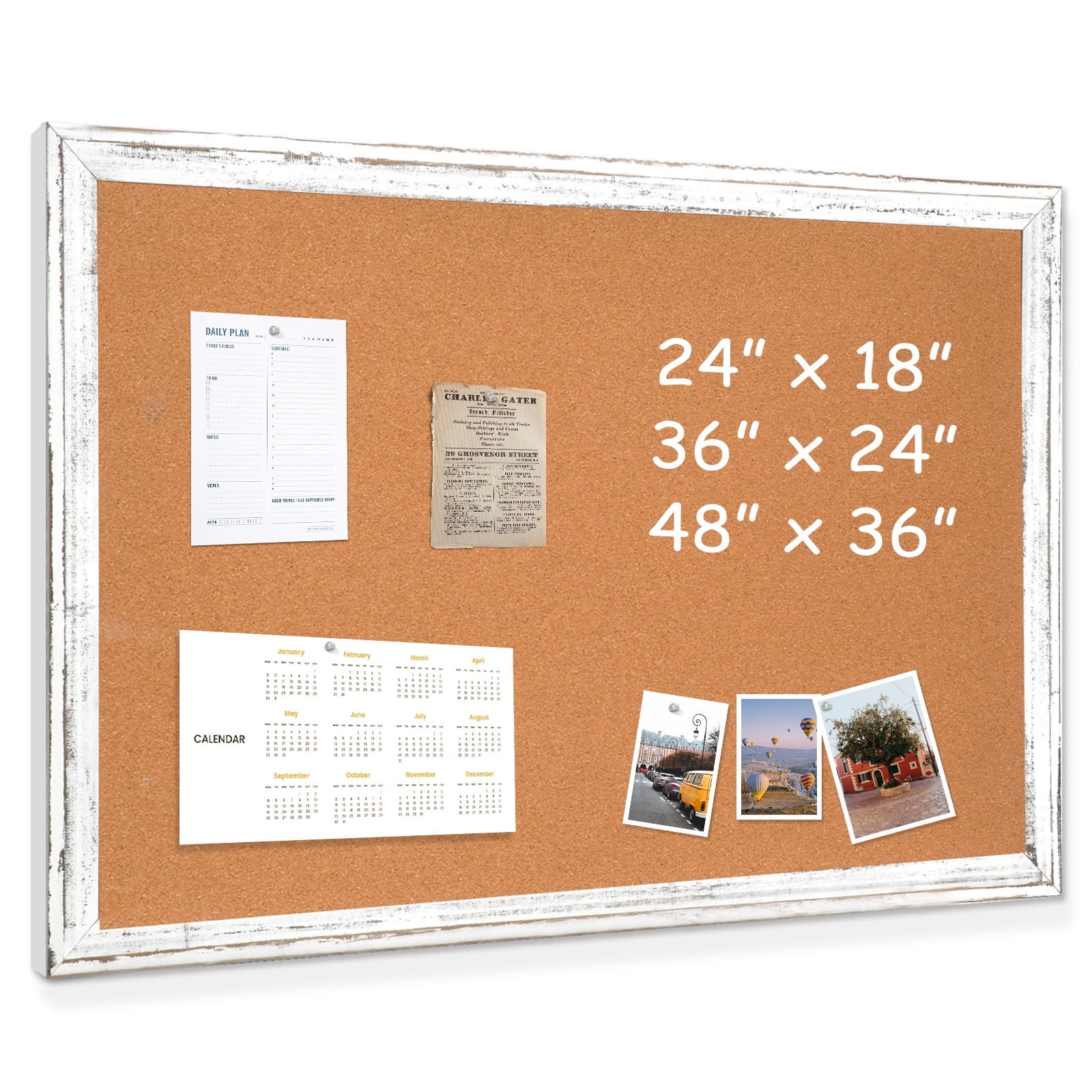 Cork Board Bulletin Board 48" x 36", White Wood Framed 4x3 Corkboard ...