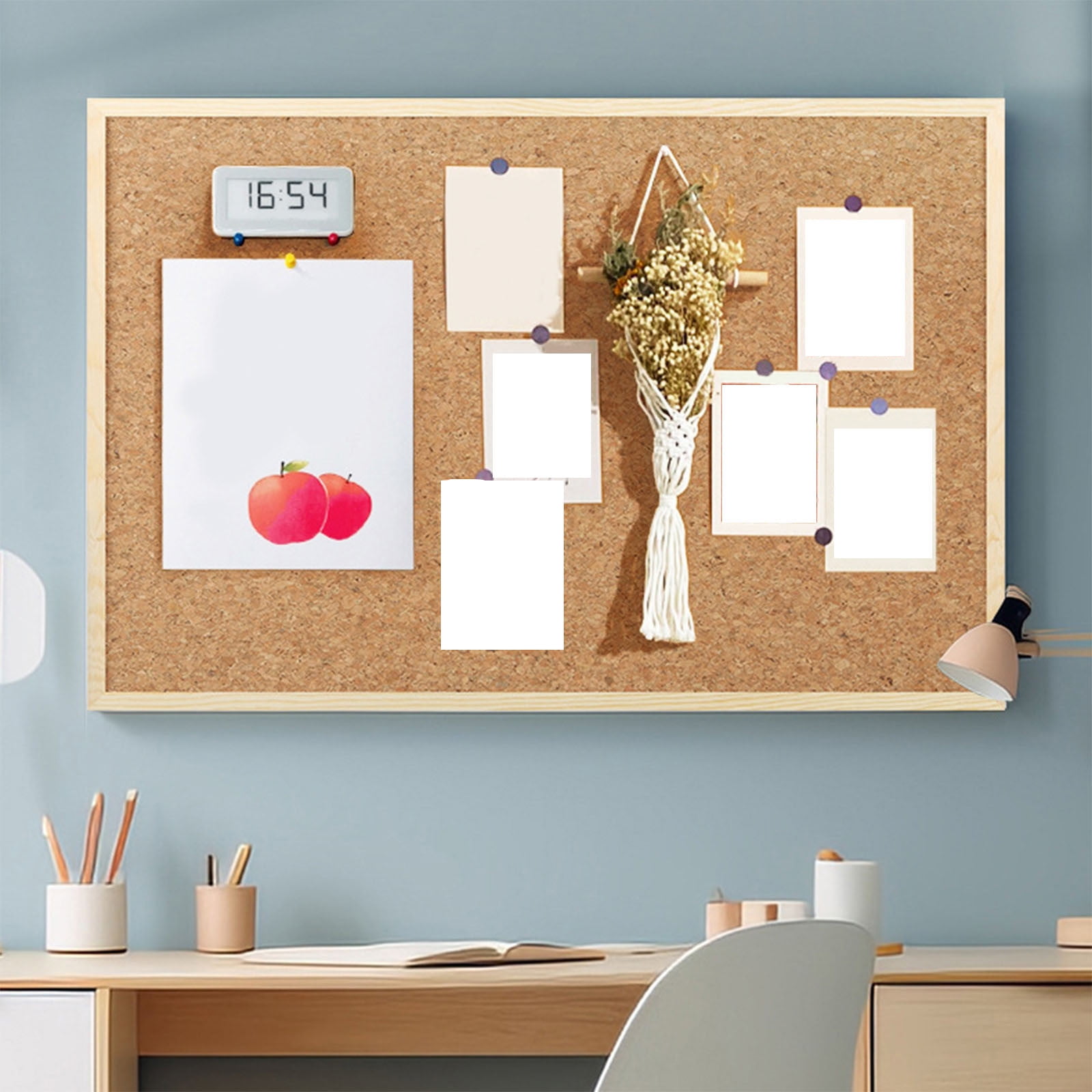Cork Board Bulletin Board, Hanging Photo Display Board, Rectangle White ...